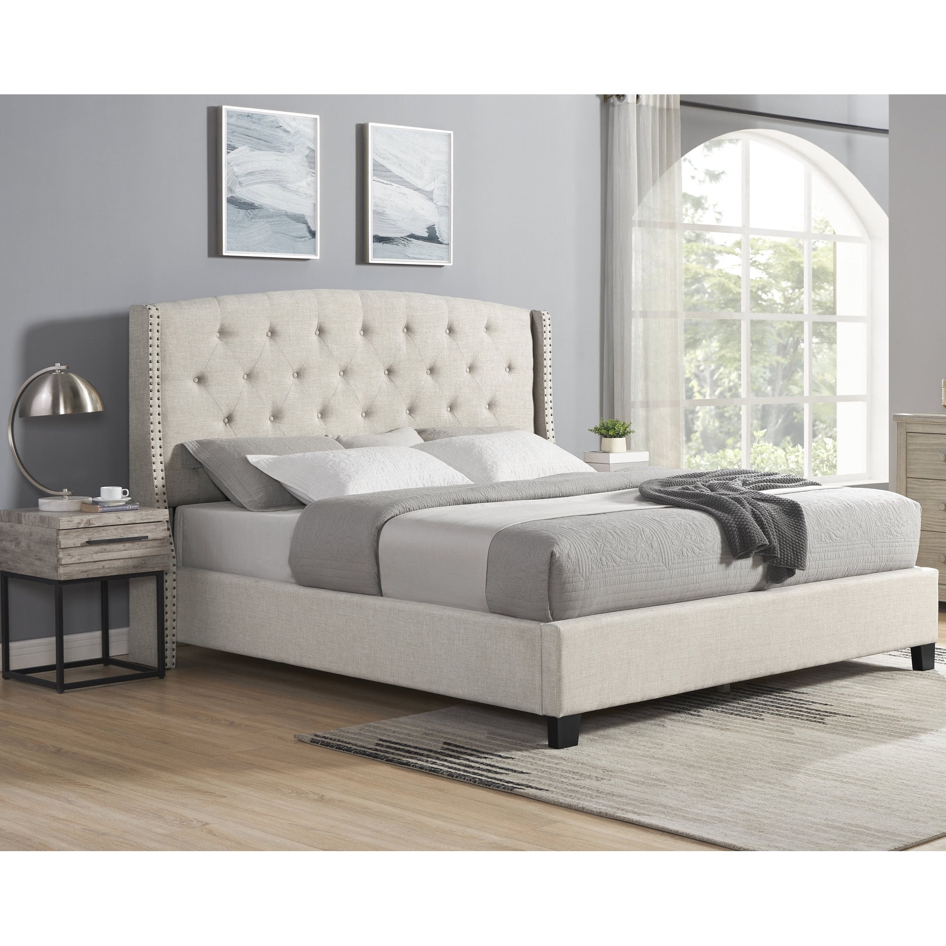 3-Piece Bedroom Ensemble | Bed with Nightstands for Relaxing | Durable ...