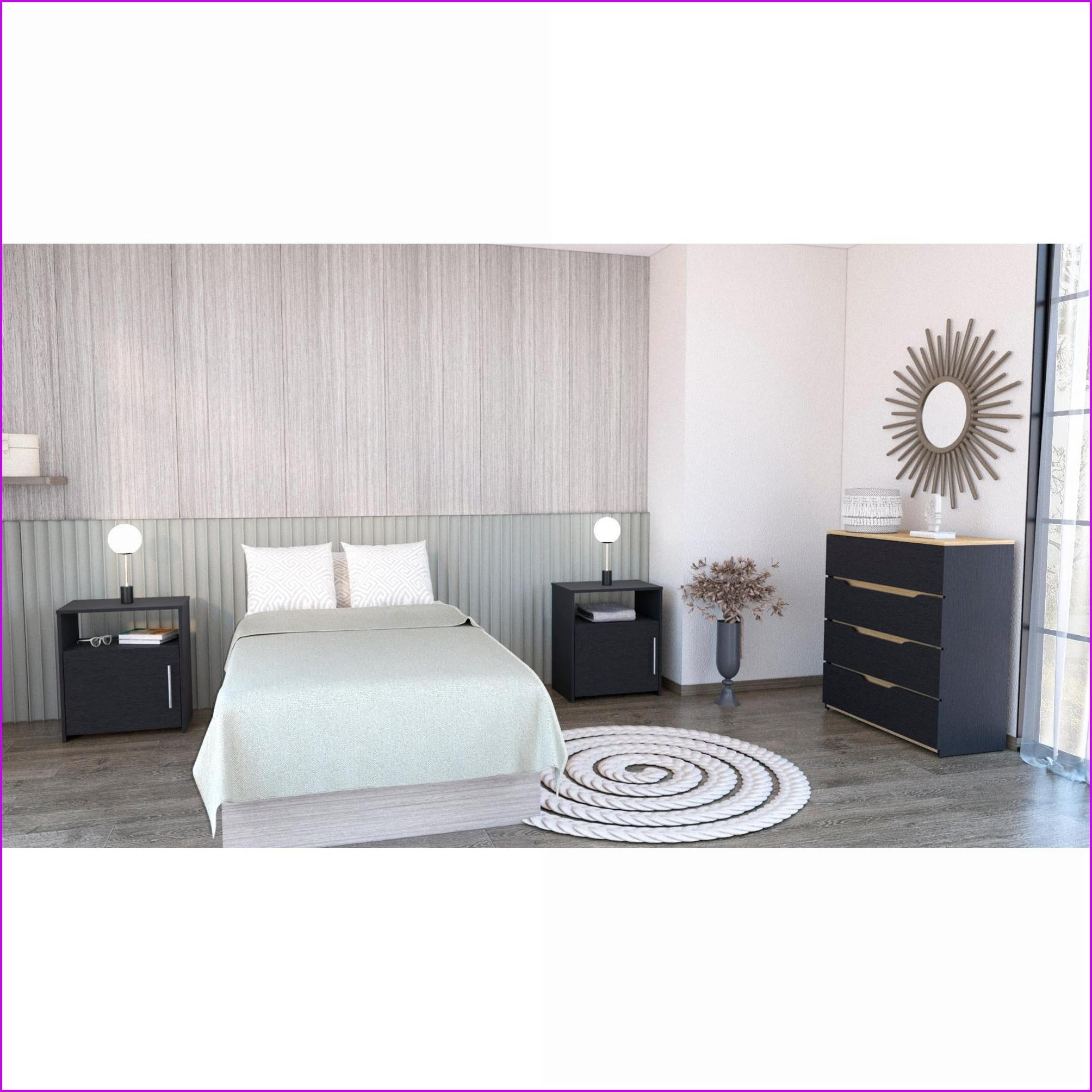 3-Piece Bedroom Set: Aralia Dresser, 2 Omaha Nightstands, Black/Walnut ...