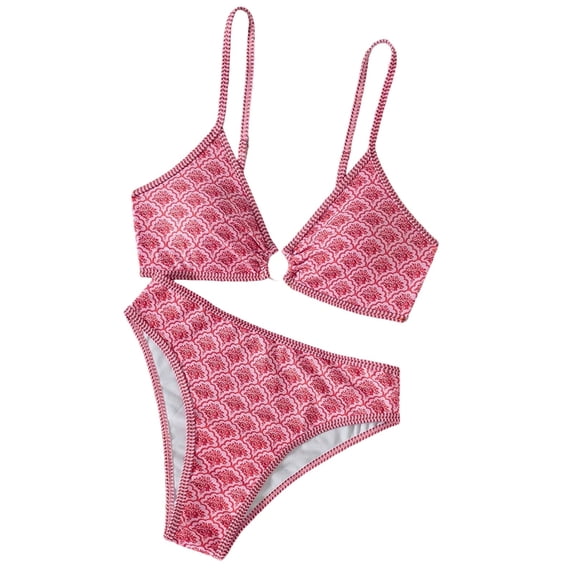 3 Piece Bikinis Sets for Women Floral Print Triangle Cup Bikini Set ...