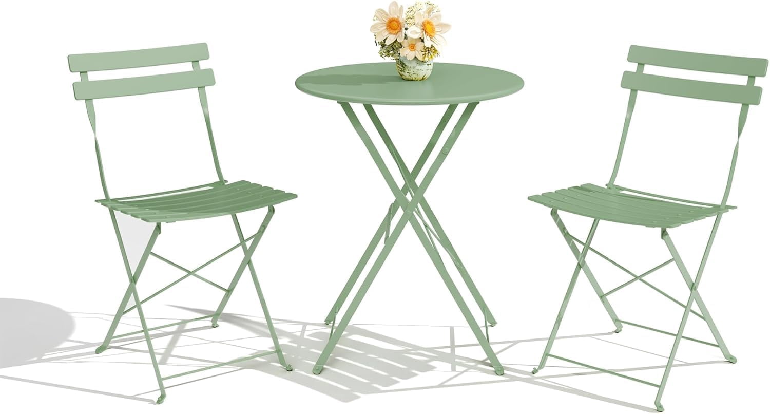 3-Piece Bistro Set Folding Outdoor Furniture Sets with Premium Steel ...