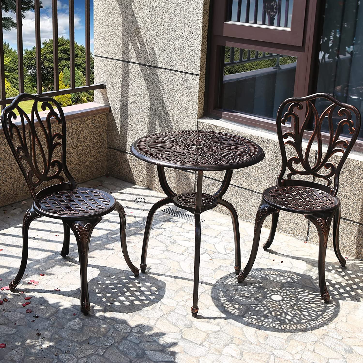 3 Piece Bistro Set,Outdoor Patio Set,Anti-Rust Cast Aluminum Bistro ...