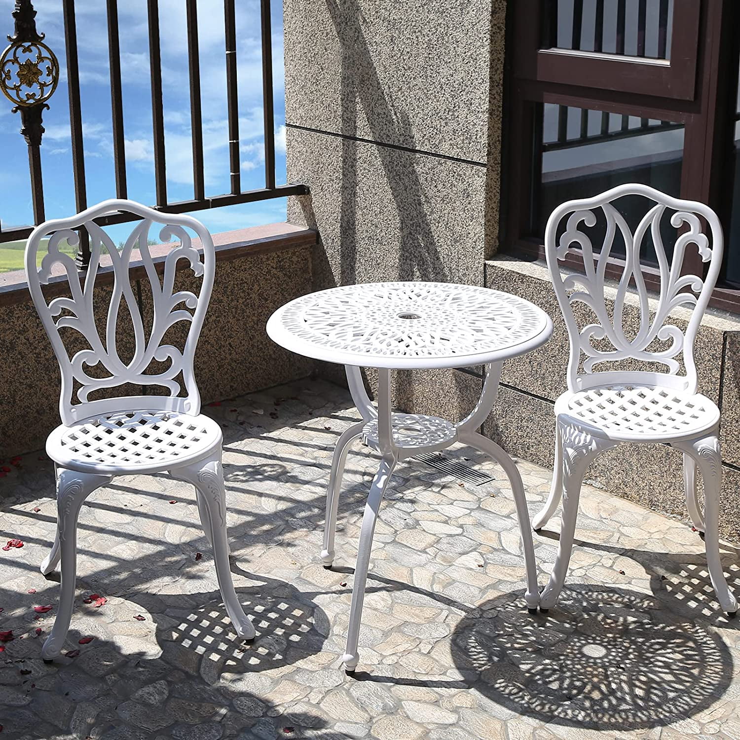3 Piece Bistro Set,Outdoor Patio Set,Anti-Rust Cast Aluminum Bistro ...