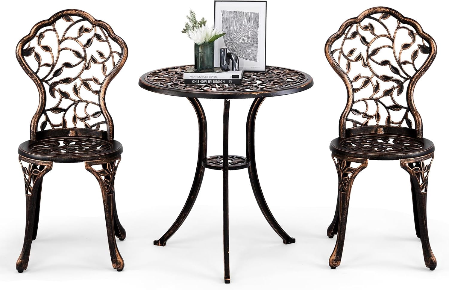 3 Piece Bistro Set Outdoor, Rust-Resistant Cast Aluminum Outdoor Bistro ...