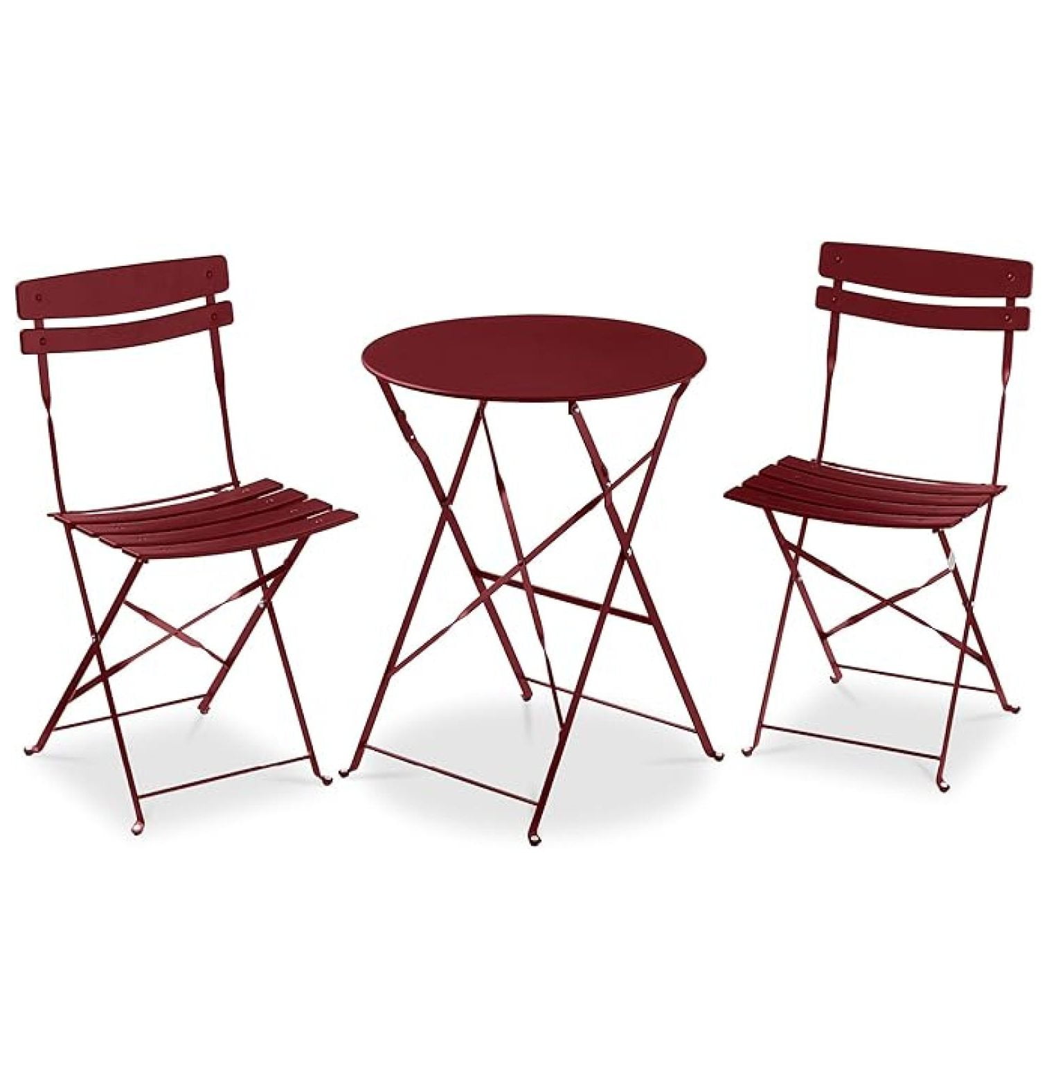 3-Piece Bistro Set, Space Saving Folding Design, Solid Steel, Outdoor ...