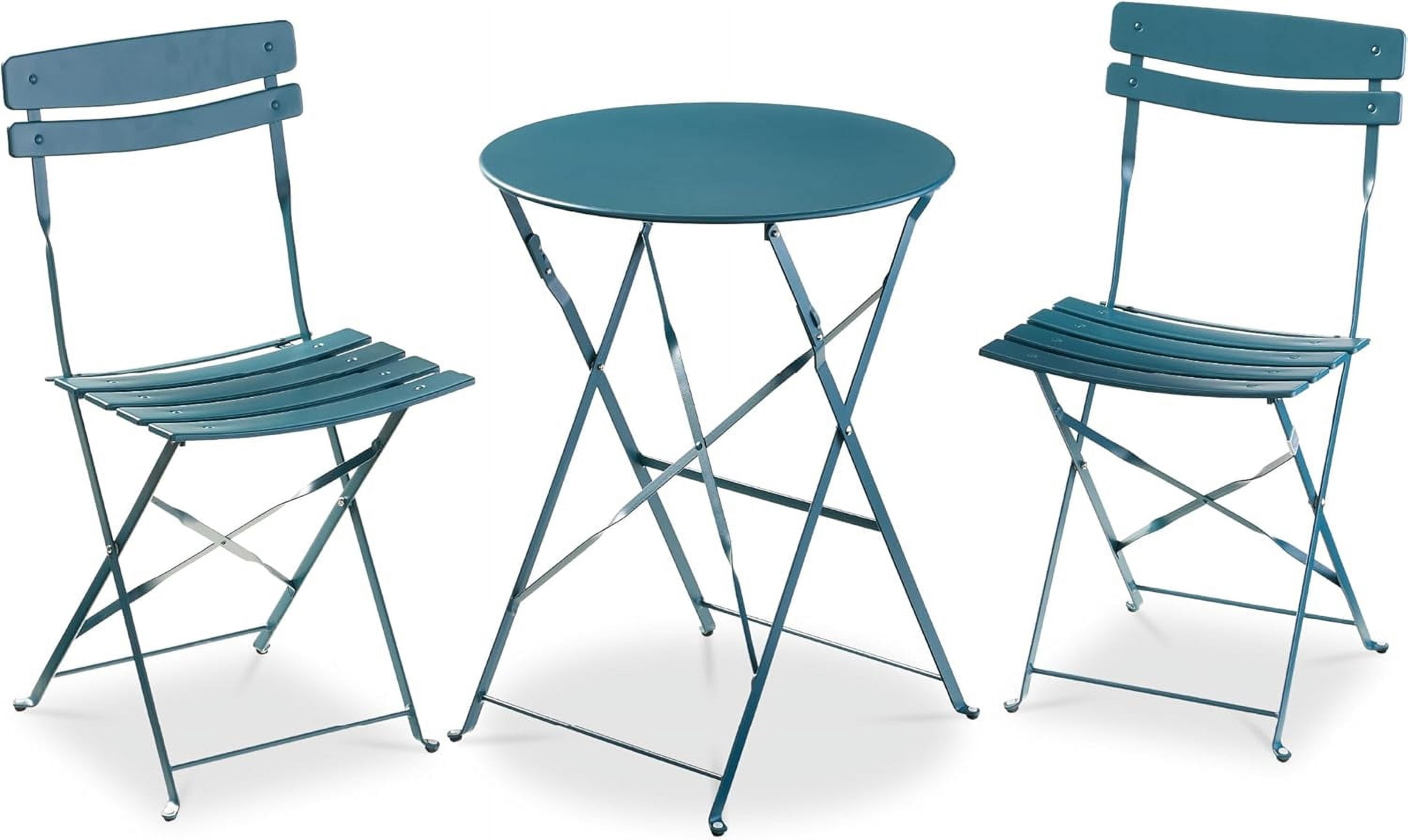 3-Piece Bistro Set, Space Saving Folding Design, Solid Steel, Outdoor ...