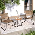 3-Piece Bistro Set - Stackable PE Rattan Chairs & Acacia Wood Table ...