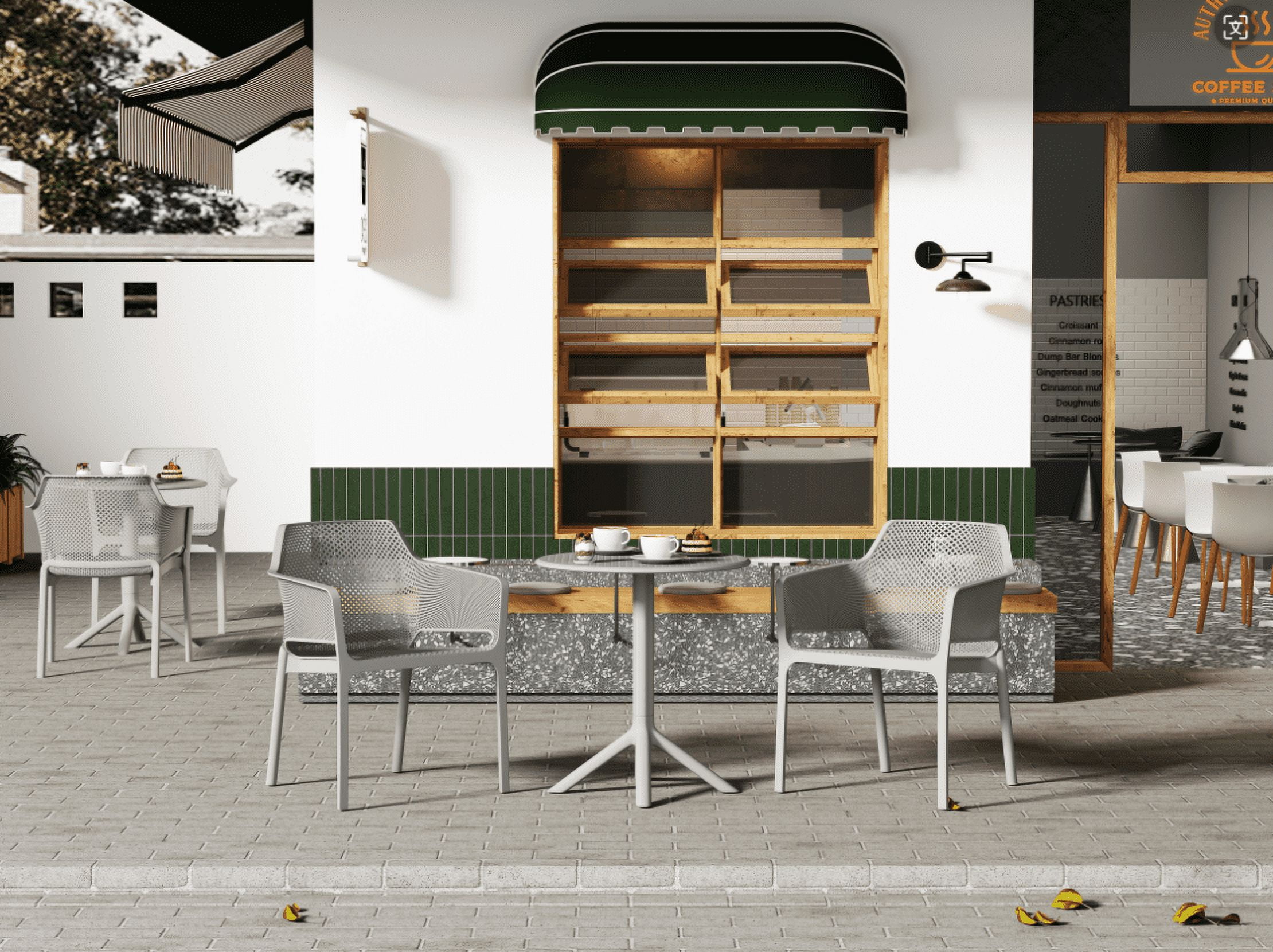 3 Piece Bistro Table Set, Outdoor Plastic Round Table & Arm Chairs, All ...