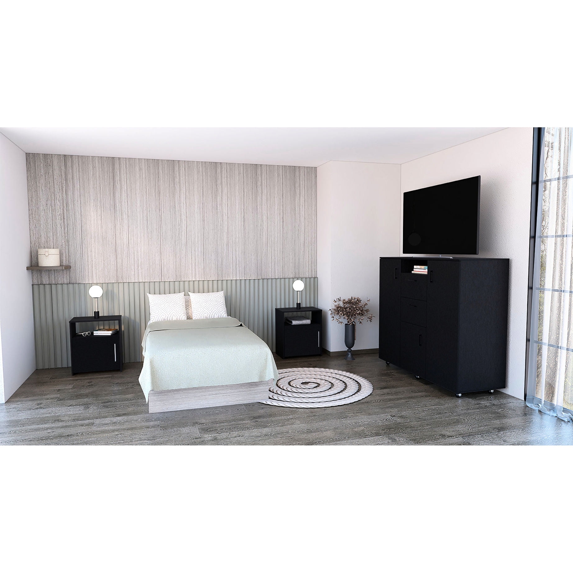 3 Piece Black Bedroom Set Dresser and 2 Nightstands Intuitive DIY ...