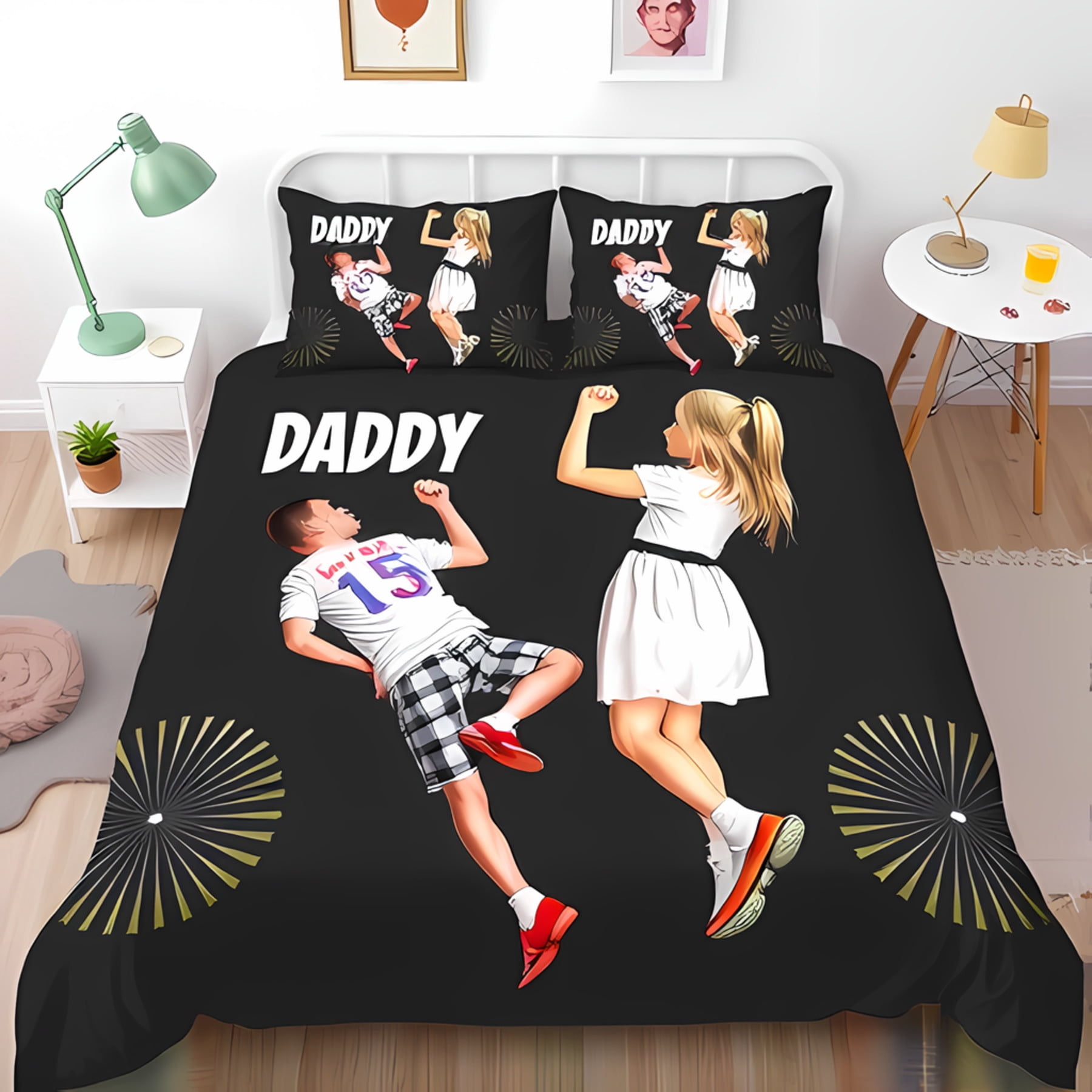 3-Piece Black Duvet Cover Set with Playful 'Daddy' Design - Father ...