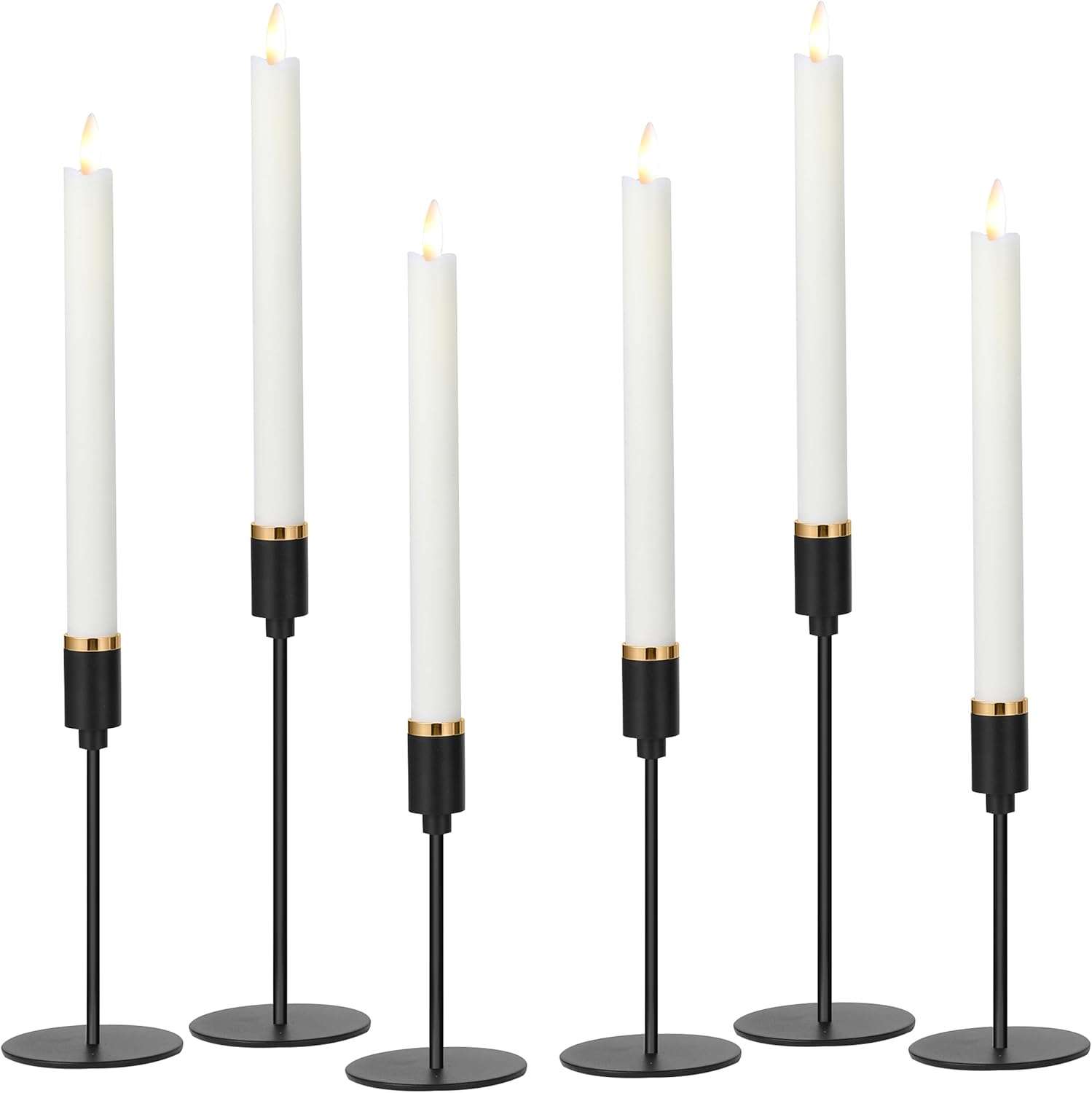 3 - Piece Black Metal Candle Holders with Gold Accents - Modern Candle ...