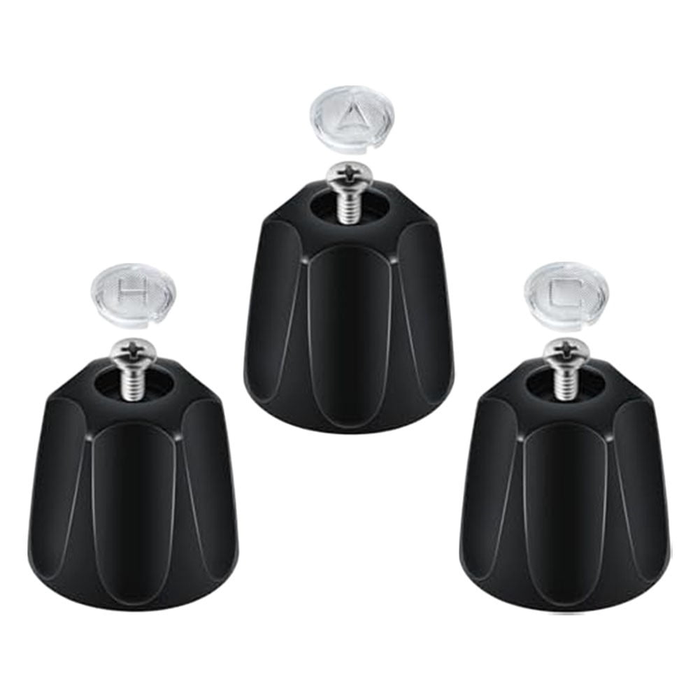 For 3-Piece Black Shower Knob Replacement Set Metal Construction Hot ...