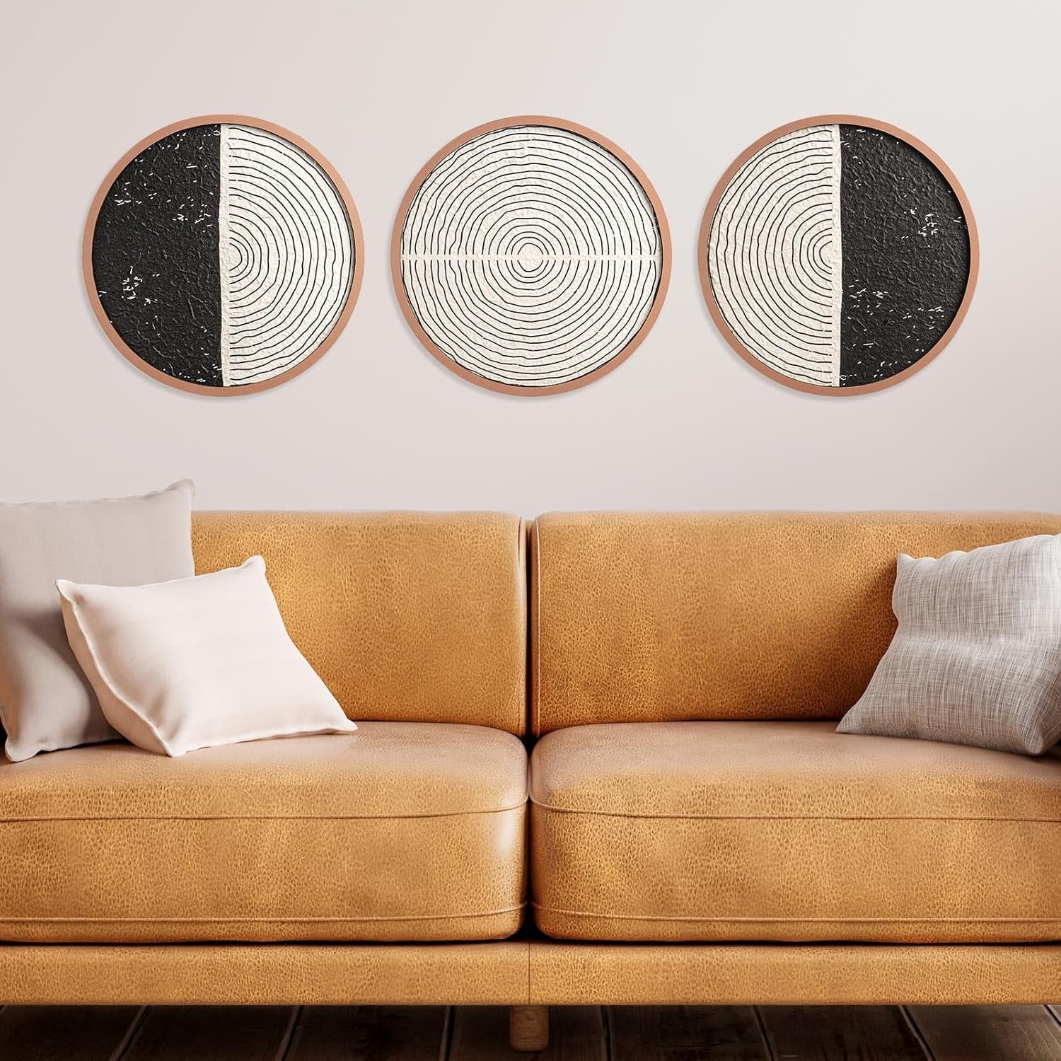 3 Piece Black and White Minimalist Wall Decor, 11.8 Inch 3D Textured ...