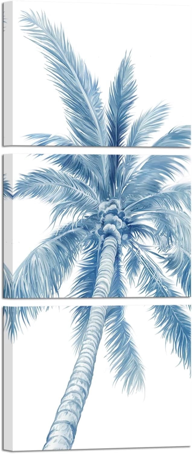 3 Piece Blue Palm Tree Canvas Wall Art Decor Modern Abstract Tropical ...