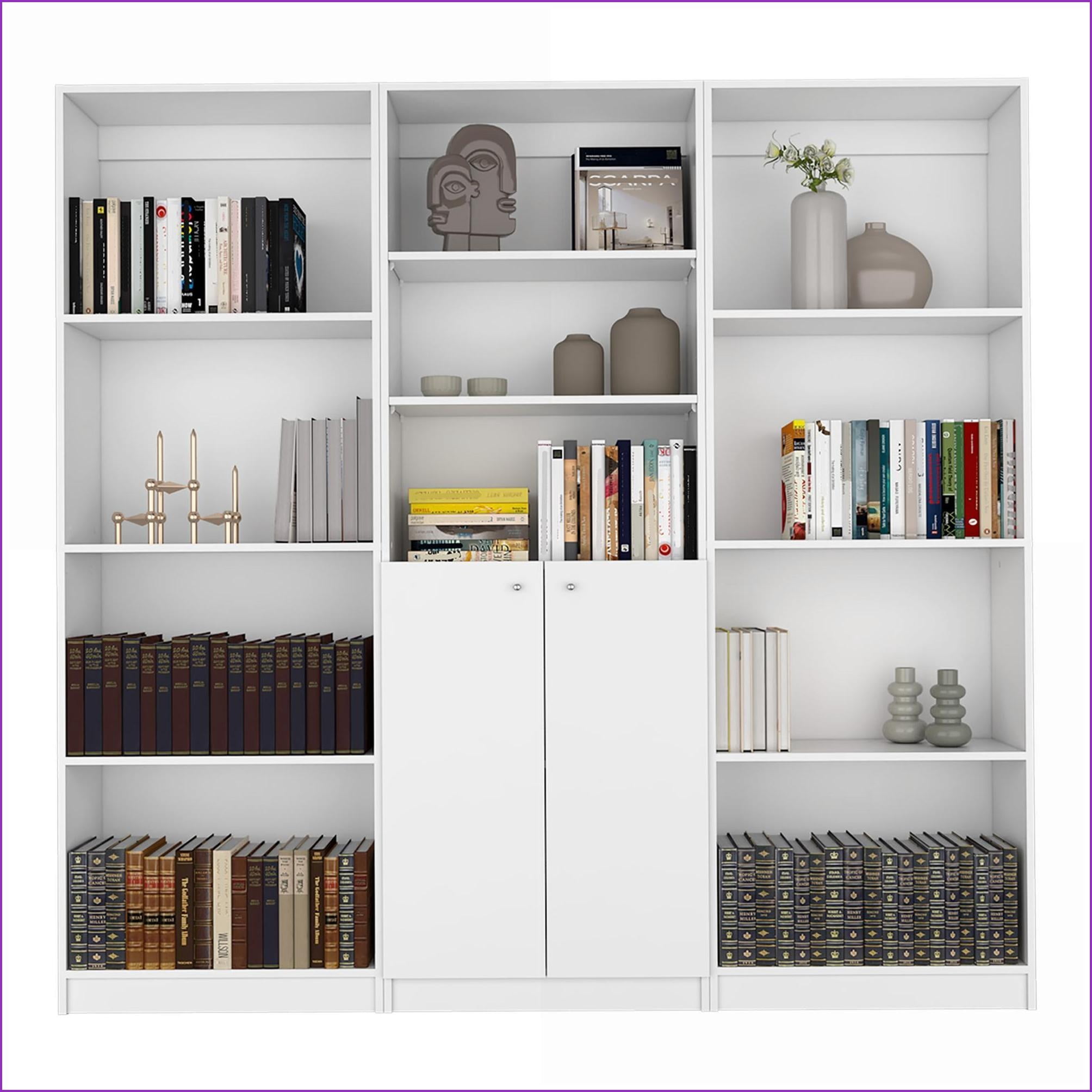 3-Piece Bookcase Set with Closed Storage & Shelves | Snow White ...