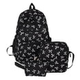 3-Piece Bow Print Backpack Set, Large Capacity Nylon School Bag with ...
