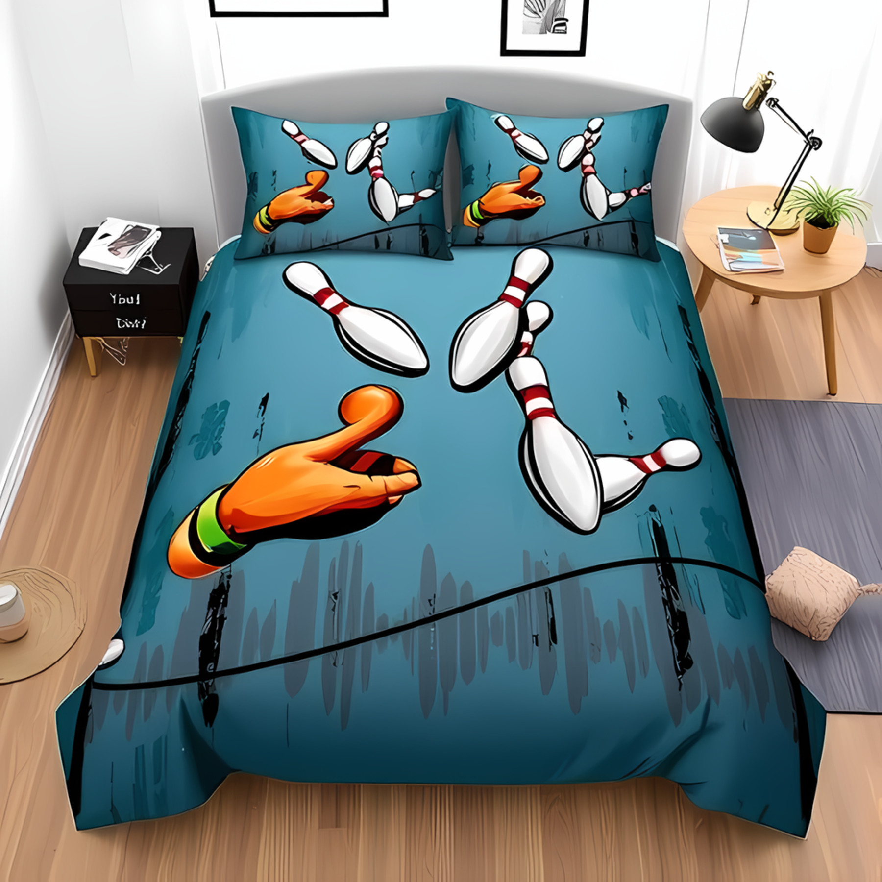 3-Piece Bowling-Themed Duvet Cover Set - Hand Holding Bowling Ball ...