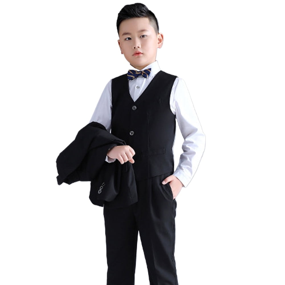 3-Piece Boys Formal Suit Set - Fleece Slim Fit Tuxedo for Kids and ...
