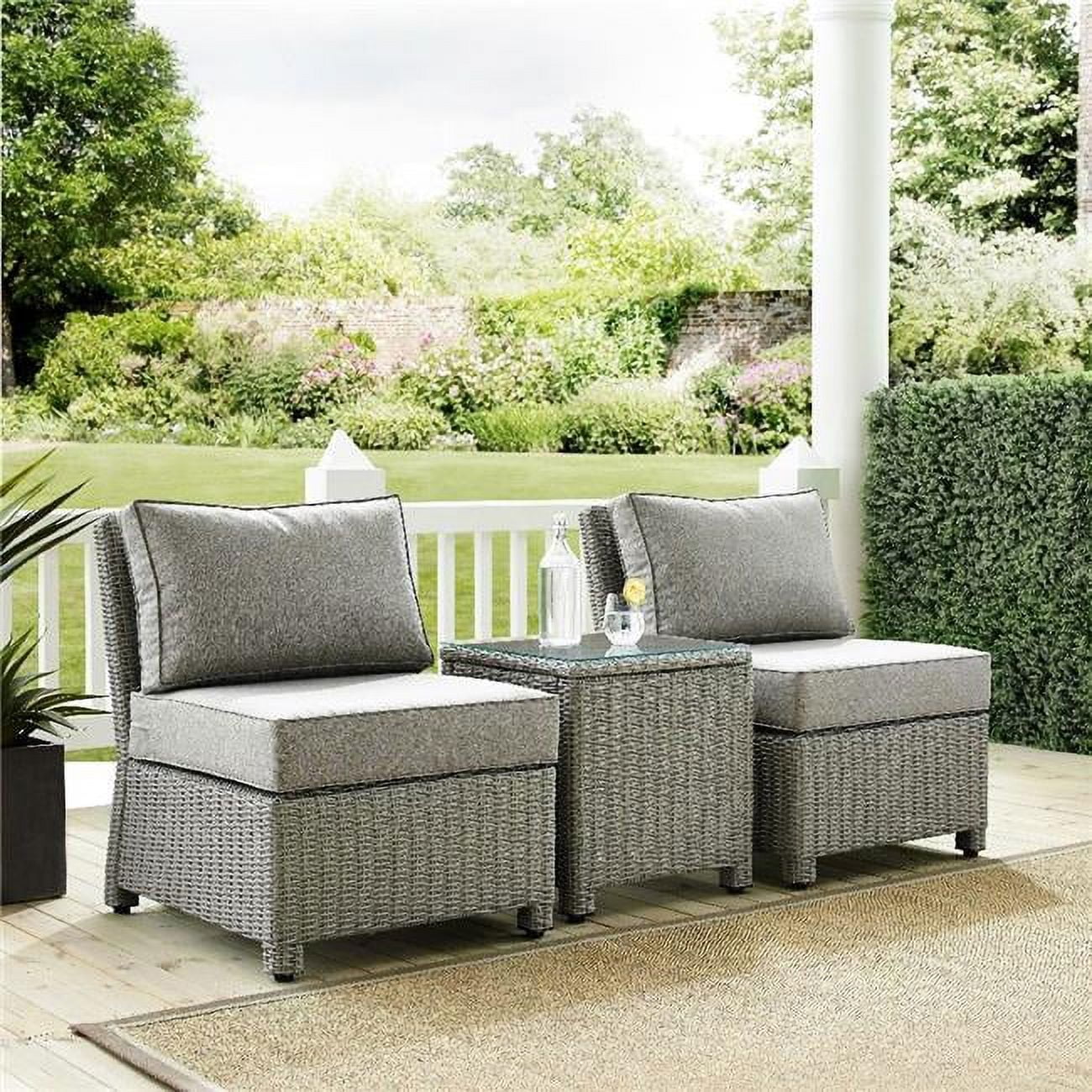 3 Piece Bradenton Outdoor Wicker Conversation Set With Bradenton Gray ...
