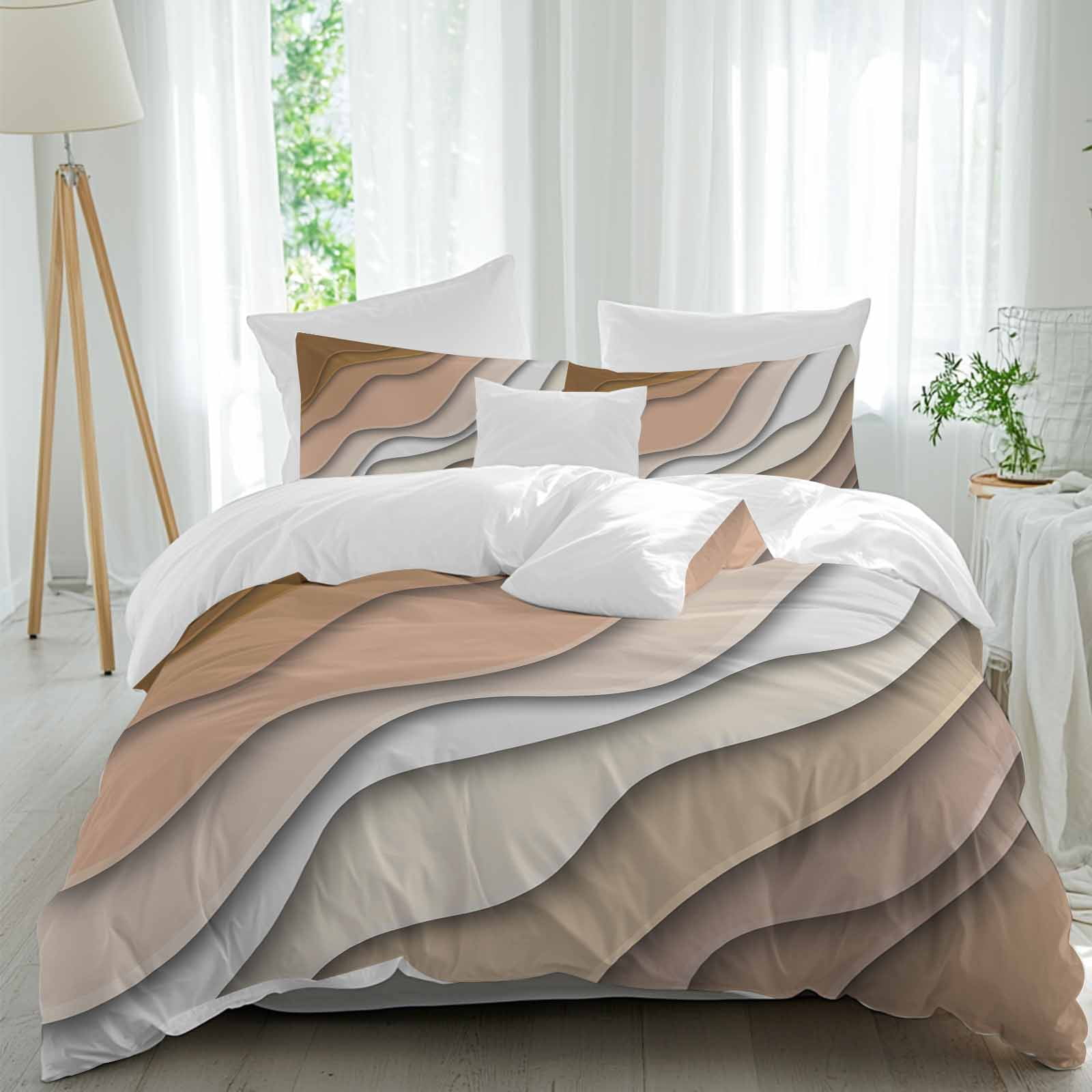 3 Piece Brown Ombre Duvet Cover Set Full Size,Microfiber Comforter ...