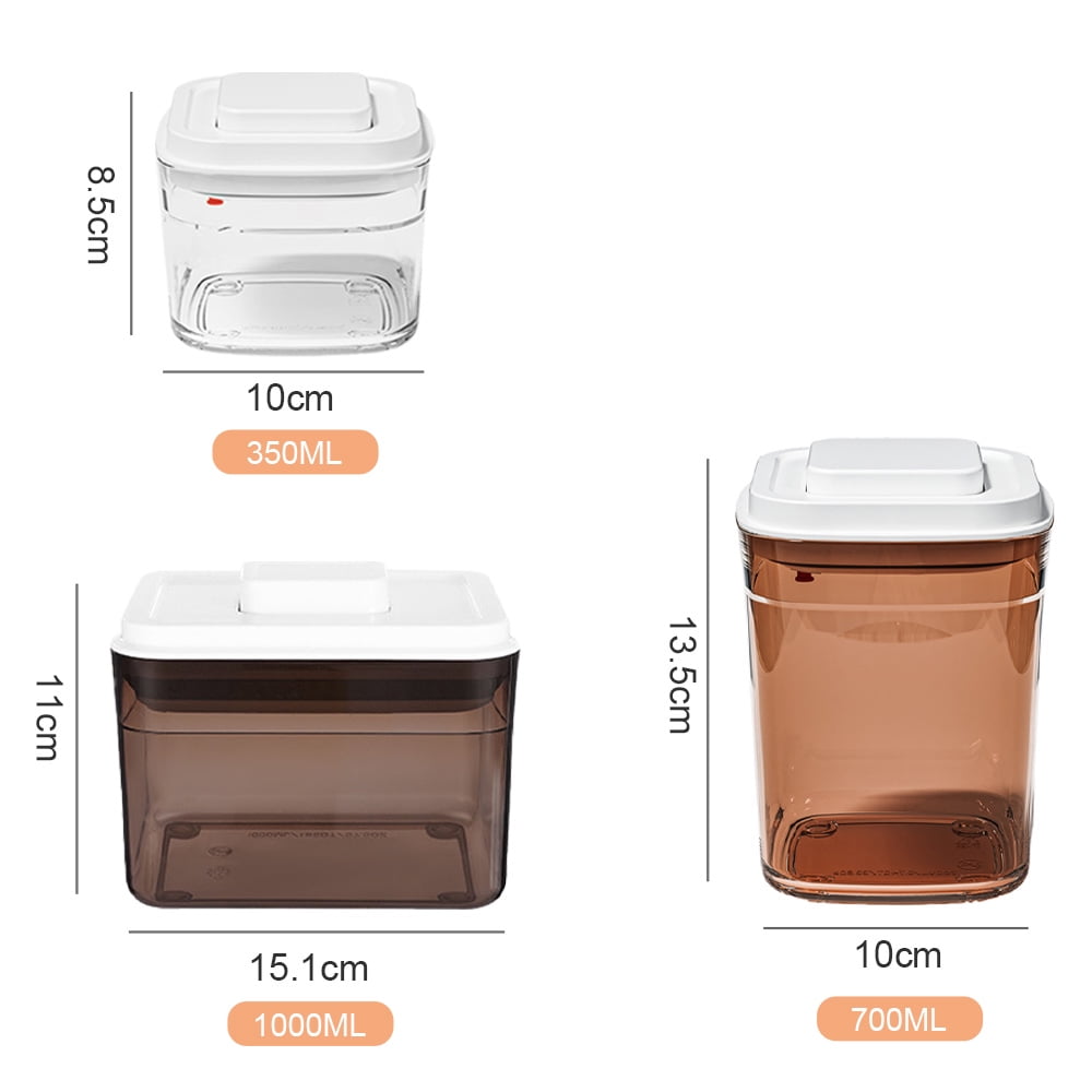 3-Piece Button Opening Airtight Food Storage Containers Canisters for ...