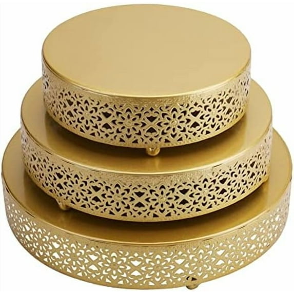 3-Piece Cake Stand Set, Round Metal Cake Stands, Dessert Cupcake Pastry ...