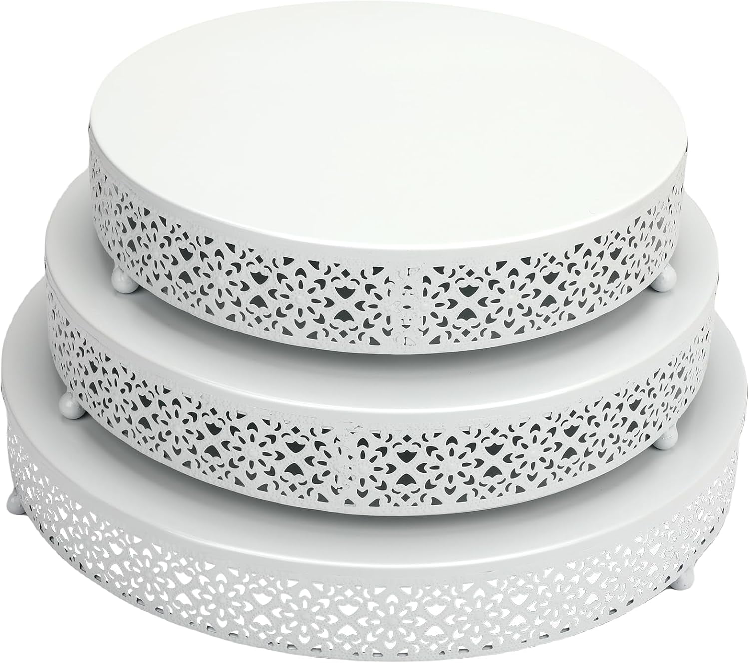 3 Piece Cake Stands Set 16'' 14'' 12'' Round Metal Cake Stands Cupcake ...
