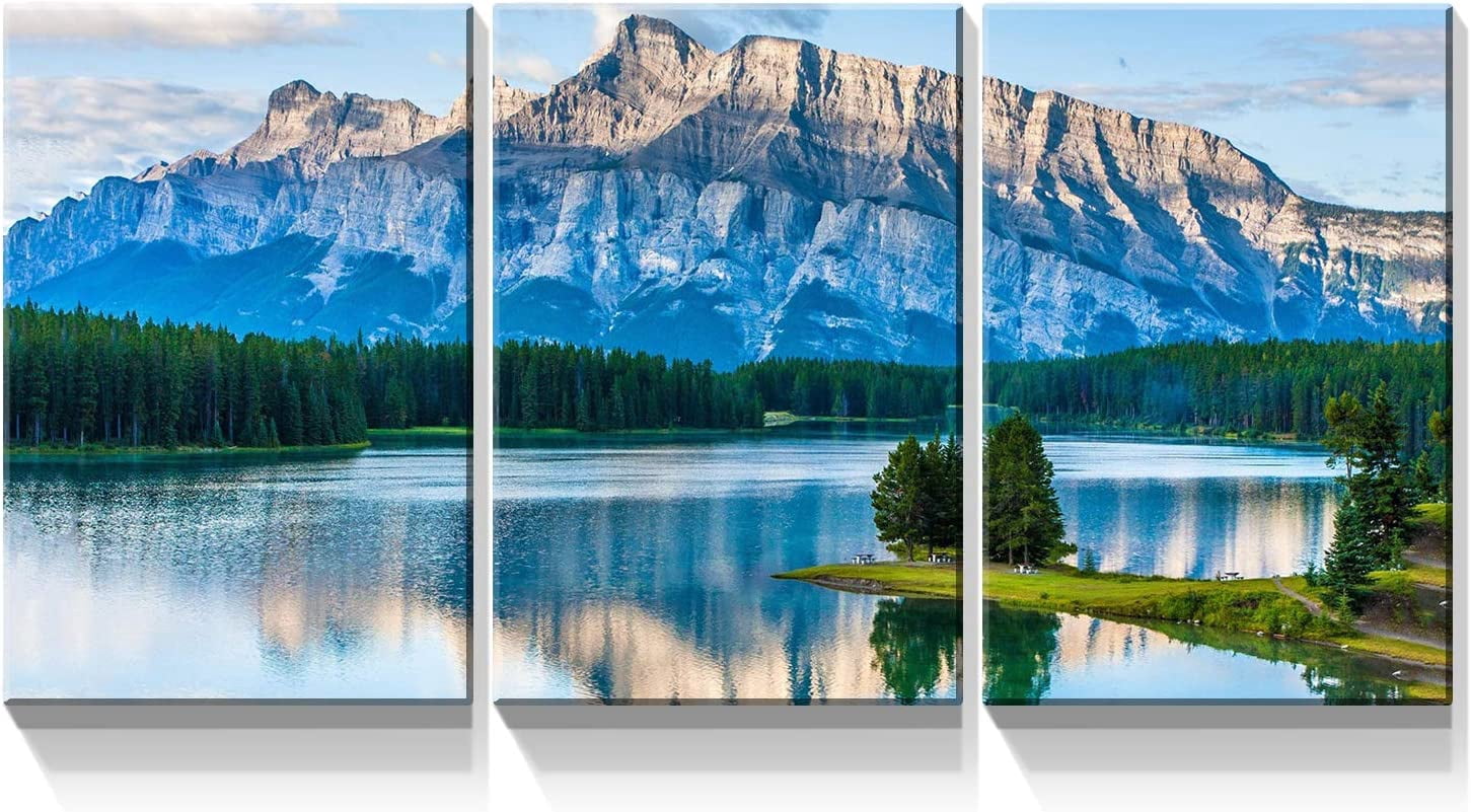 3 Piece Canvas Wall Art Prints - Landscape with Turquoise Lake and ...