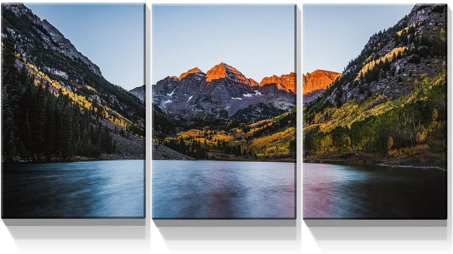 3 Piece Canvas Wall Art Prints - Landscape with Turquoise Lake and ...