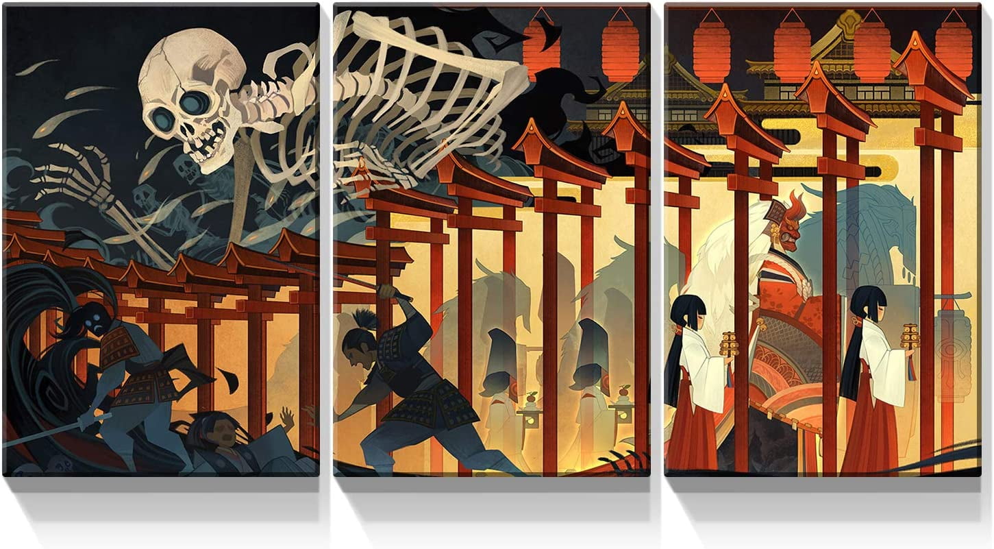 3 Piece Canvas Wall Art - Utagawa Kuniyoshi - Takiyasha The Witch and ...