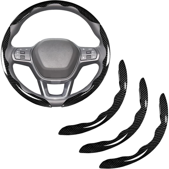 3-Piece Carbon Fiber Steering Wheel Cover Set - Anti-Slip Segmented ...