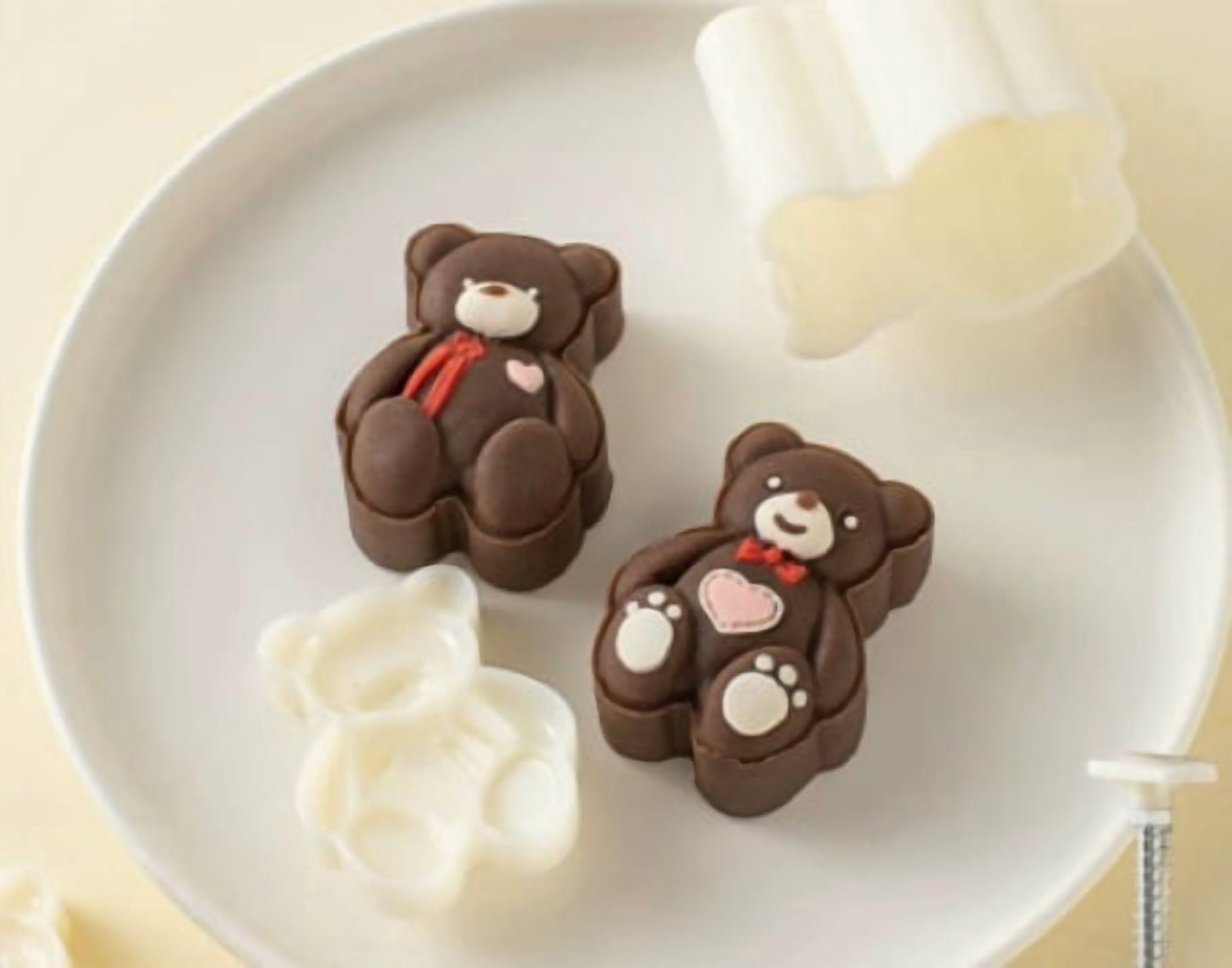 3-Piece Cartoon Bear Hand-Press Embossing Mold Set for Pastries and ...