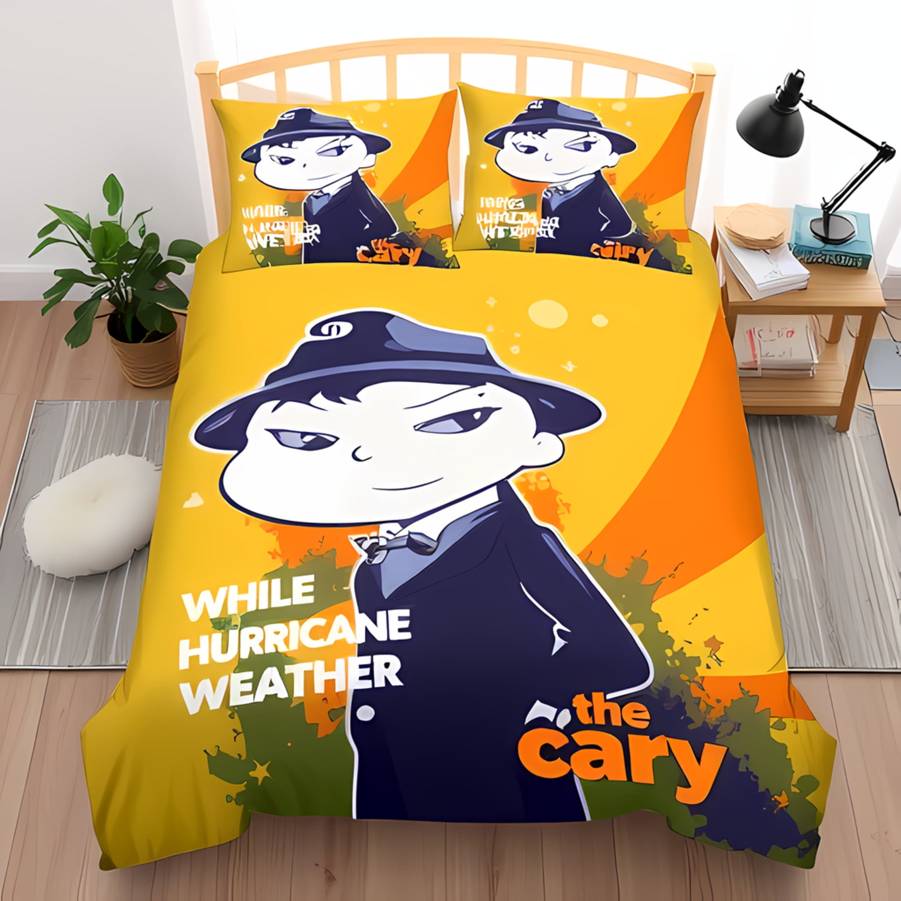 3-Piece Cartoon Character Duvet Cover Set - Whiskers in Suit & Hat on ...