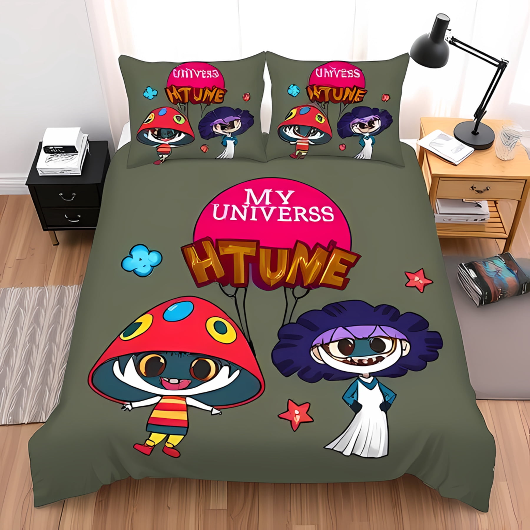 3-Piece Cartoon Character Duvet Cover Set with Matching Pillowcases ...