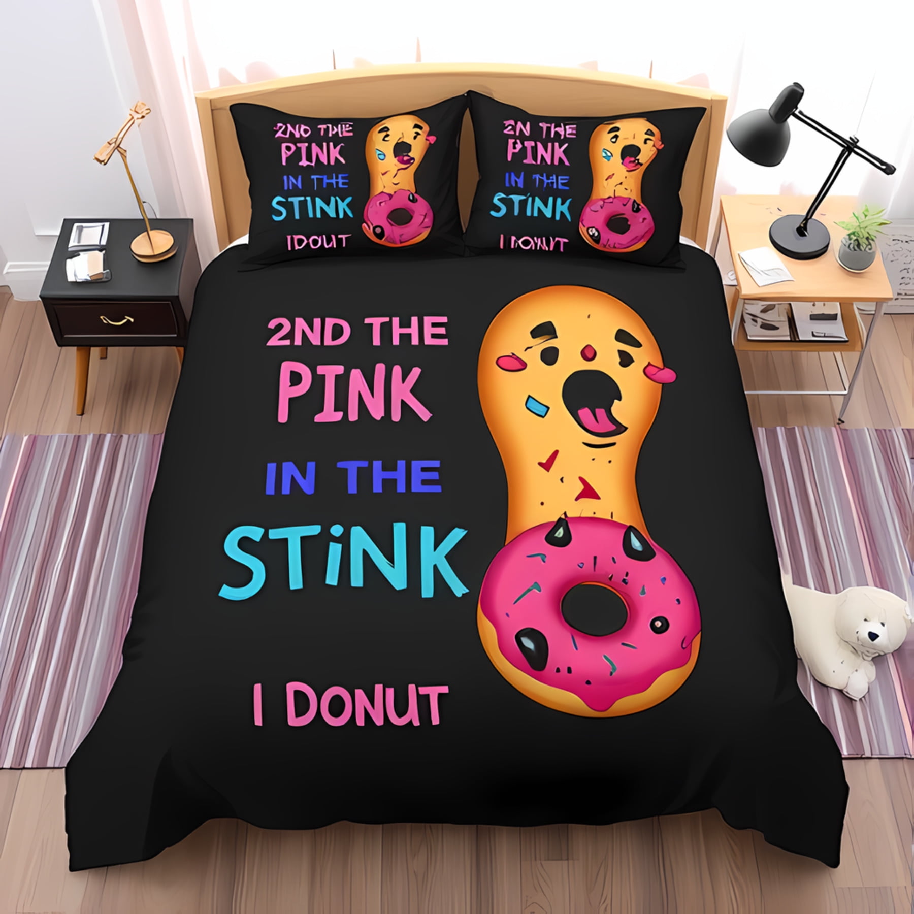 3-Piece Cartoon Donut Duvet Cover Set with Playful Design & Matching ...