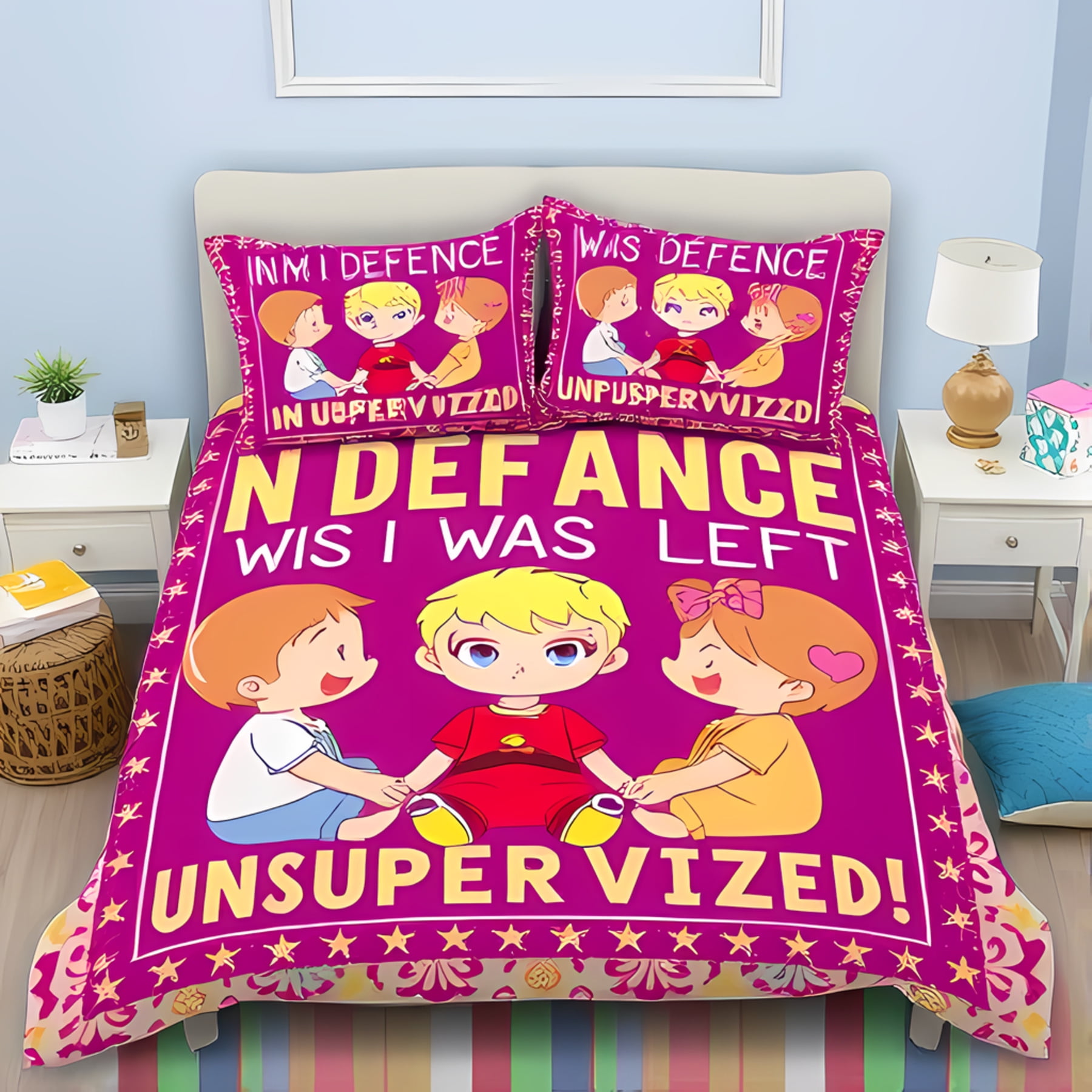 3-Piece Cartoon Duvet Cover Set - Playful Design with Mischievous ...