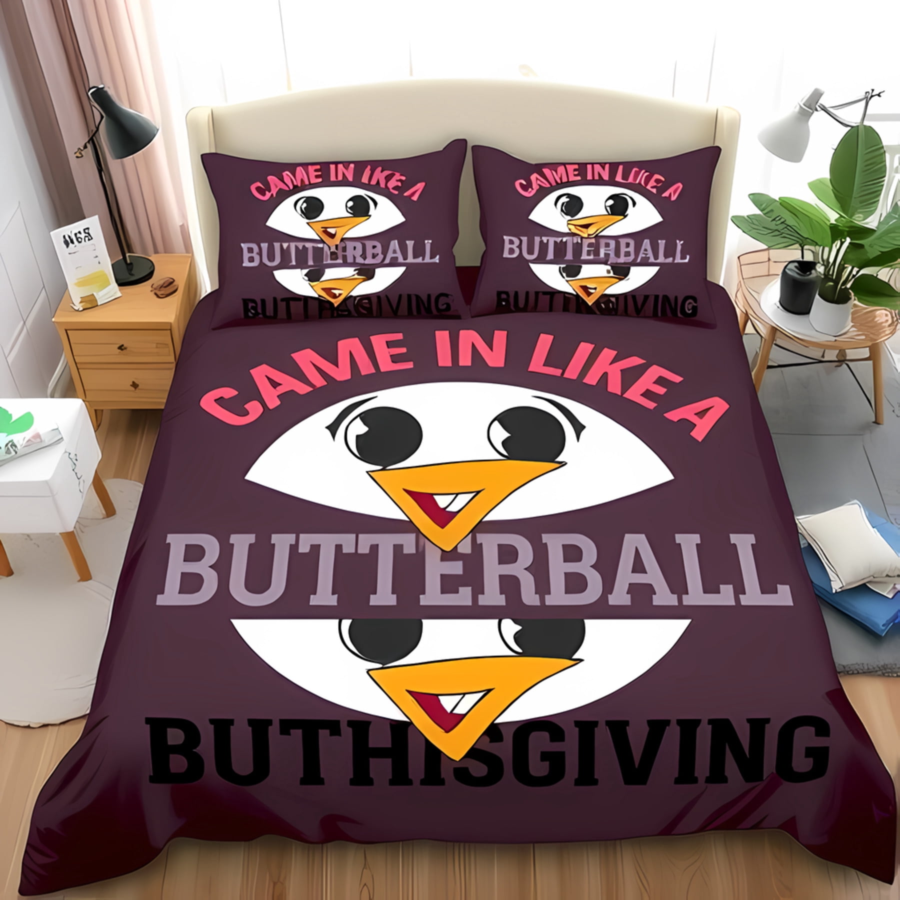 3-Piece Cartoon Turkey Duvet Cover Set - Whimsical " Came in like a ...