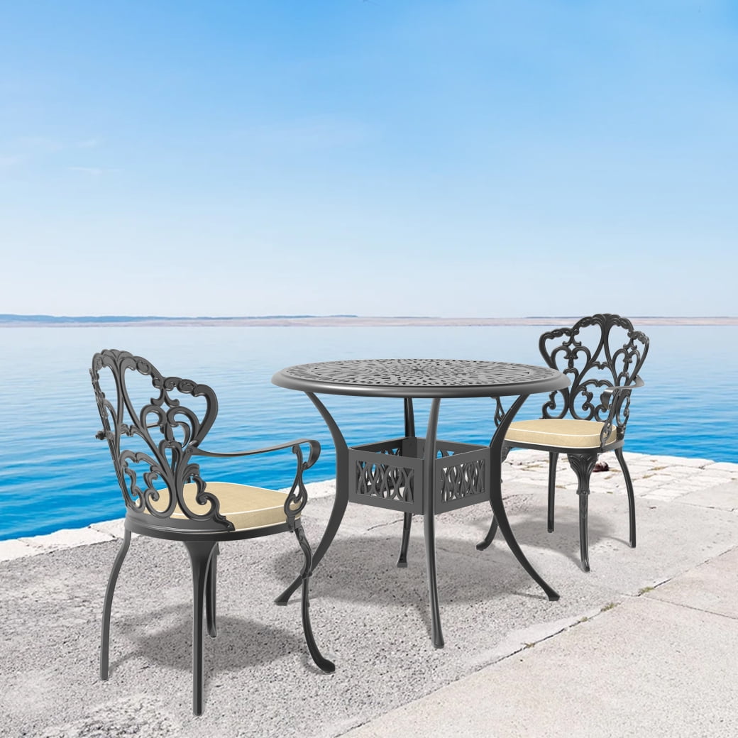 3-Piece Cast Aluminum Patio Furniture Set with Weather-Resistant ...