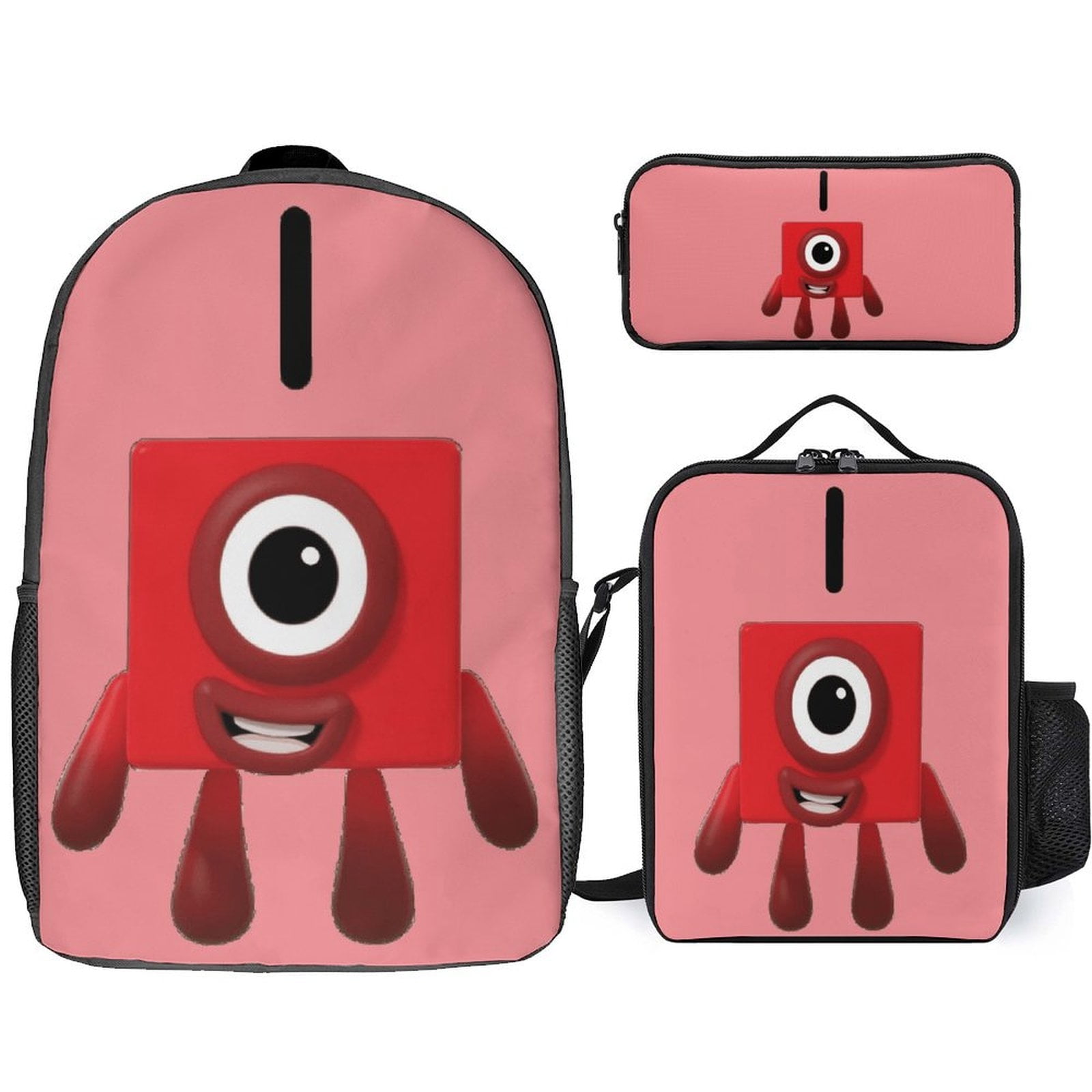 3 Piece Casual Backpack Set Numberblocks Shoulder Bag Daypacks with ...