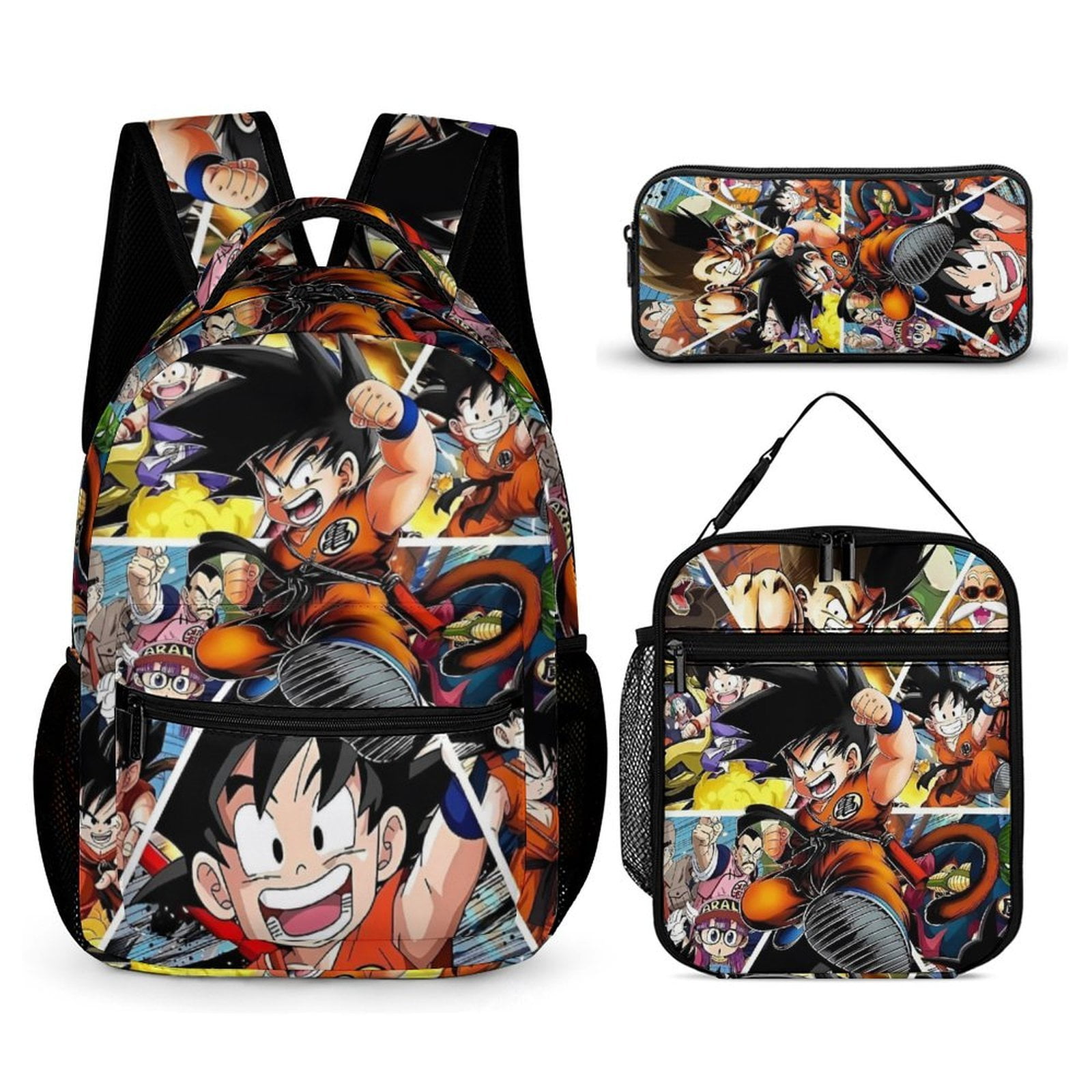 3 Piece Casual Goku Backpack Set Dragon Ball Shoulder Bag Daypacks with ...