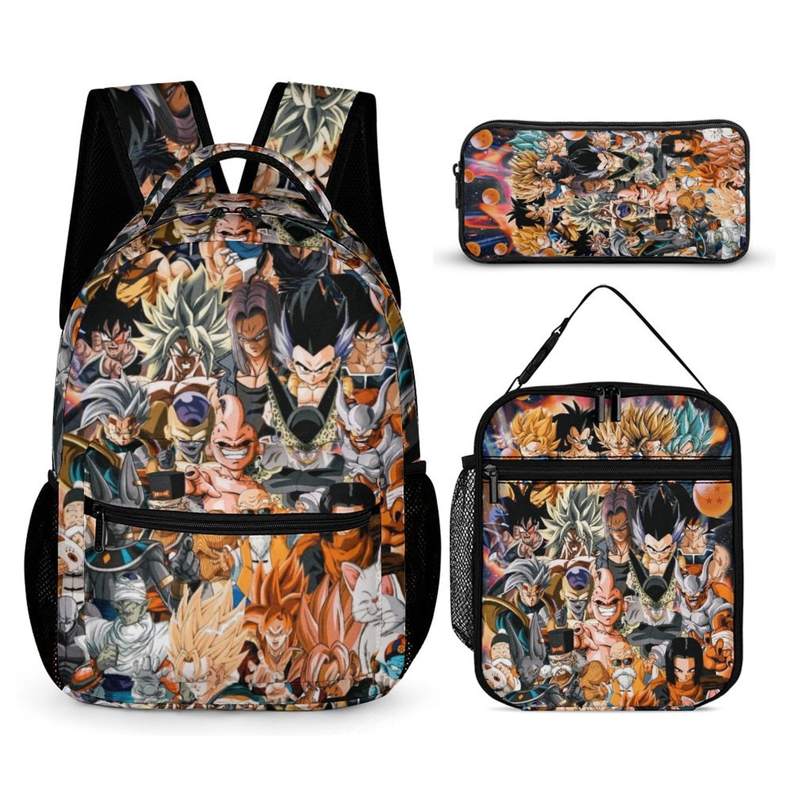 3 Piece Casual Goku Backpack Set Dragon Ball Shoulder Bag Daypacks with ...