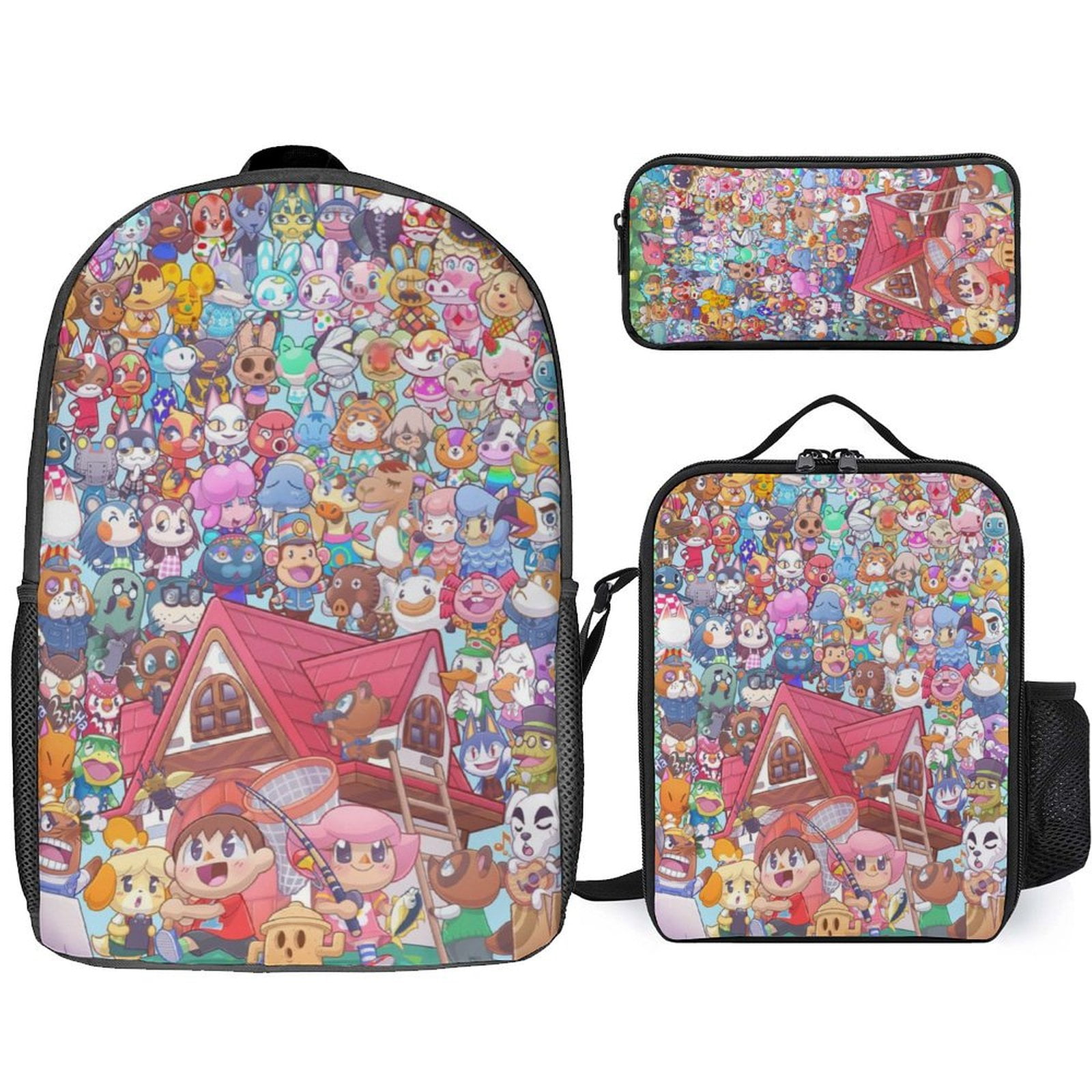 3 Piece Casual Shoulder Bag, Animal Crossing Backpack Set Travel ...
