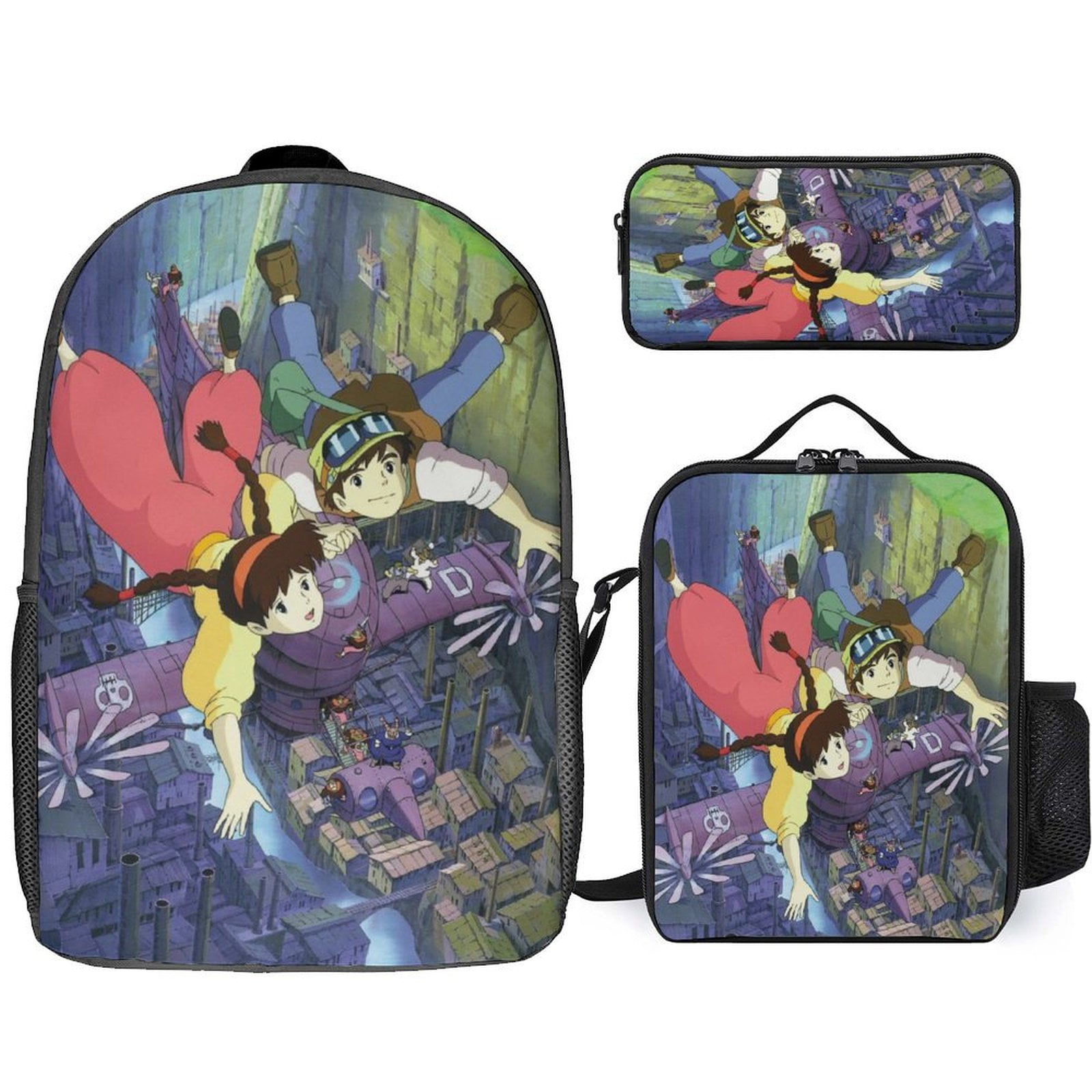 3 Piece Casual Shoulder Bag, Castle in The Sky Backpack Set Travel ...