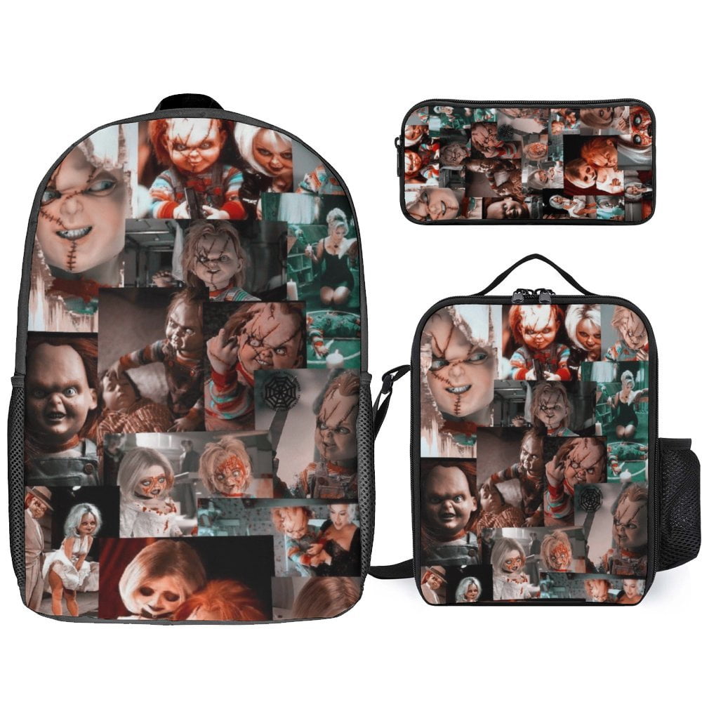 3 Piece Casual Shoulder Bag, Chucky Backpack Set Travel Knapsack with ...