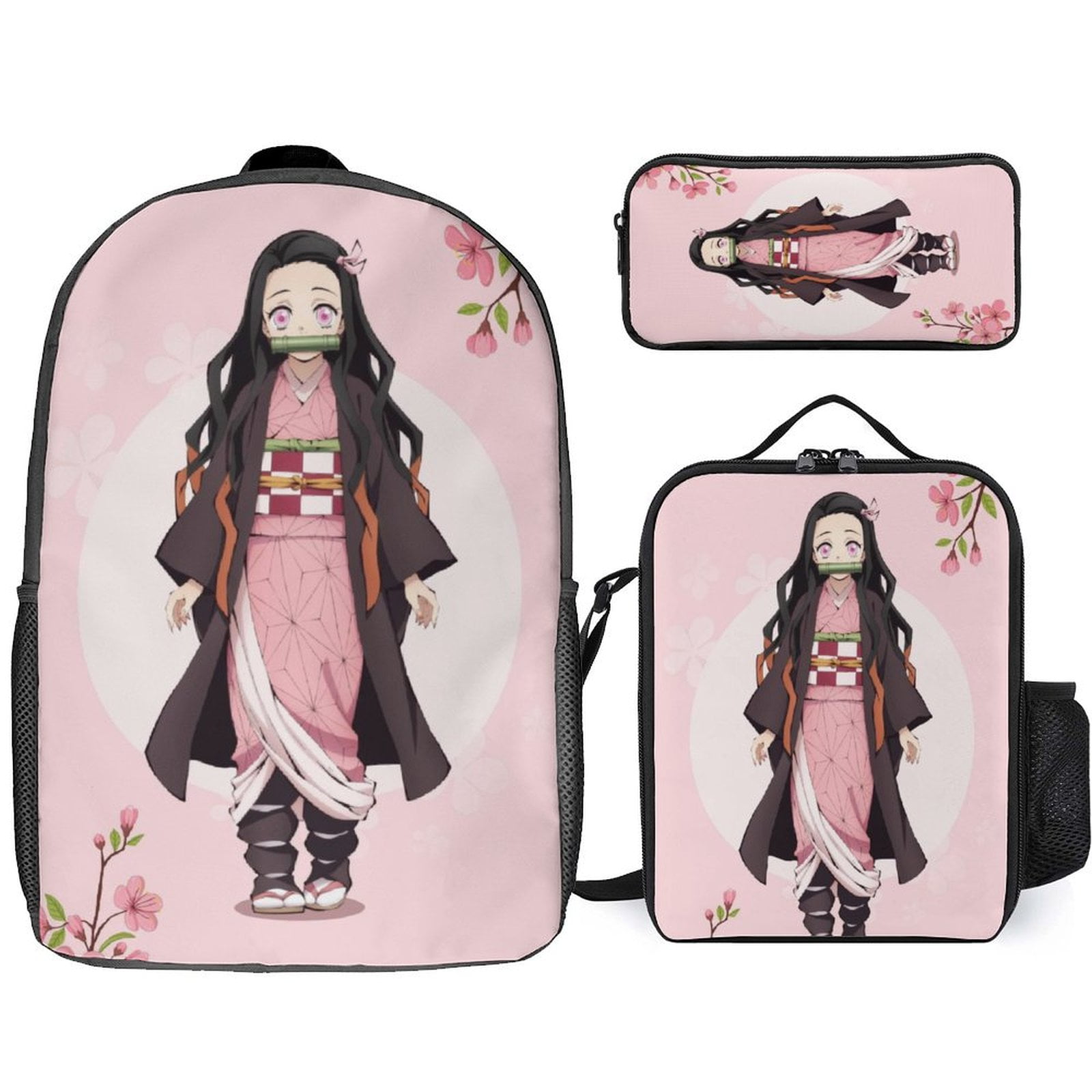 3 Piece Casual Shoulder Bag, Demon Slayer Kamado Nezuko Backpack Set ...