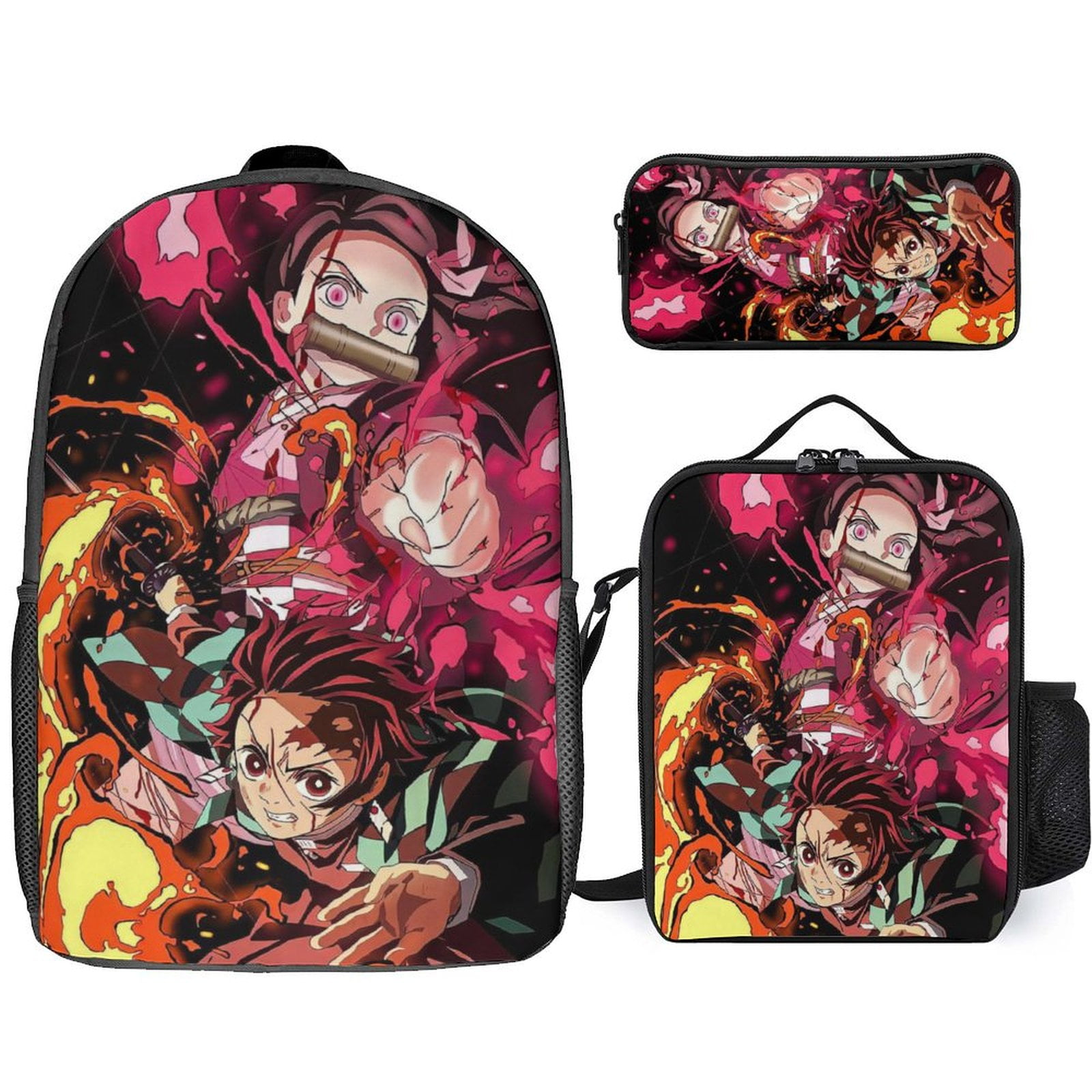 3 Piece Casual Shoulder Bag, Demon Slayer Kamado Nezuko Backpack Set ...