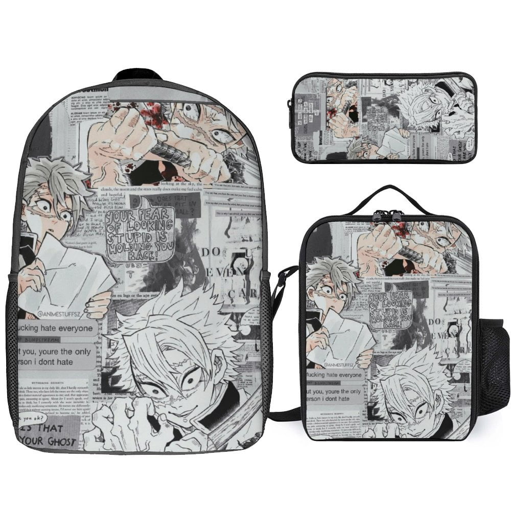 3 Piece Casual Shoulder Bag, Demon Slayer Shinazugawa Sanemi Backpack ...