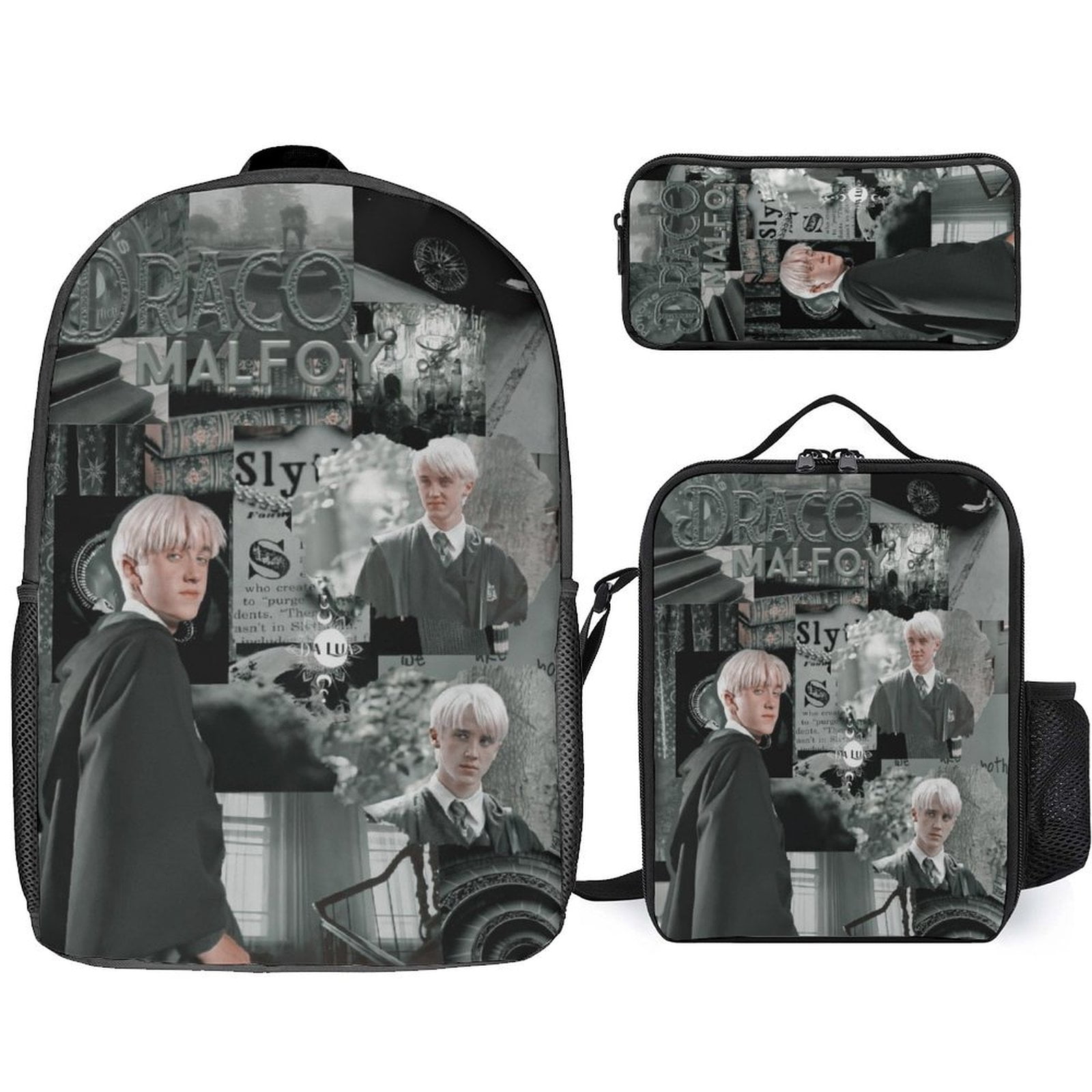 3 Piece Casual Shoulder Bag, Draco Malfoy Backpack Set Travel Knapsack ...