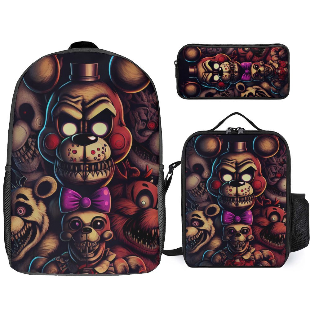 3 Piece Casual Shoulder Bag, Five Nights At Freddy's FNAF Backpack Set ...