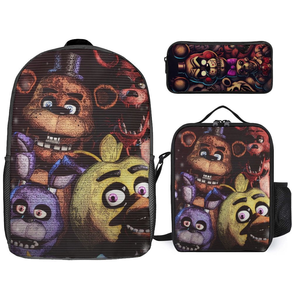 3 Piece Casual Shoulder Bag, Five Nights At Freddy's FNAF Backpack Set ...