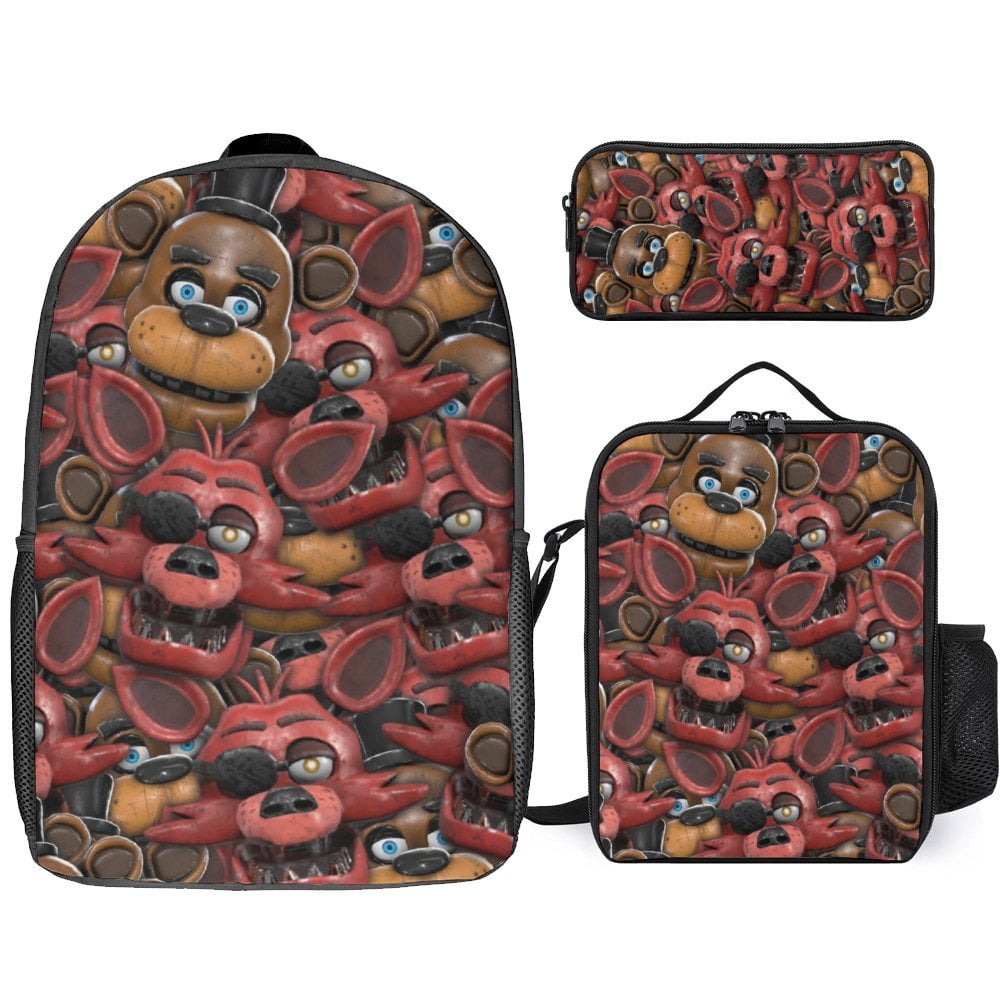 3 Piece Casual Shoulder Bag, Five Nights At Freddy's FNAF Backpack Set ...